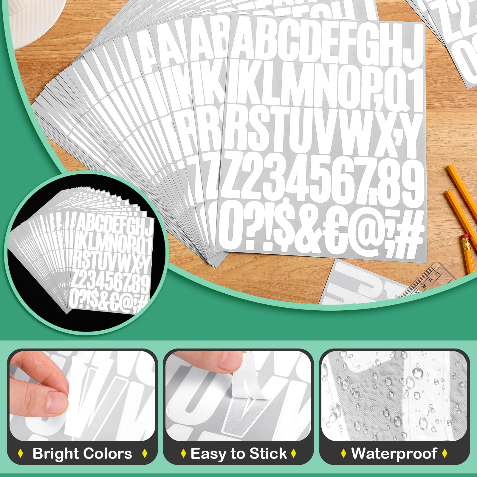 Snapklik.com : Qilery 32 Sheets 2 Inch Letter And Number Stickers Self ...