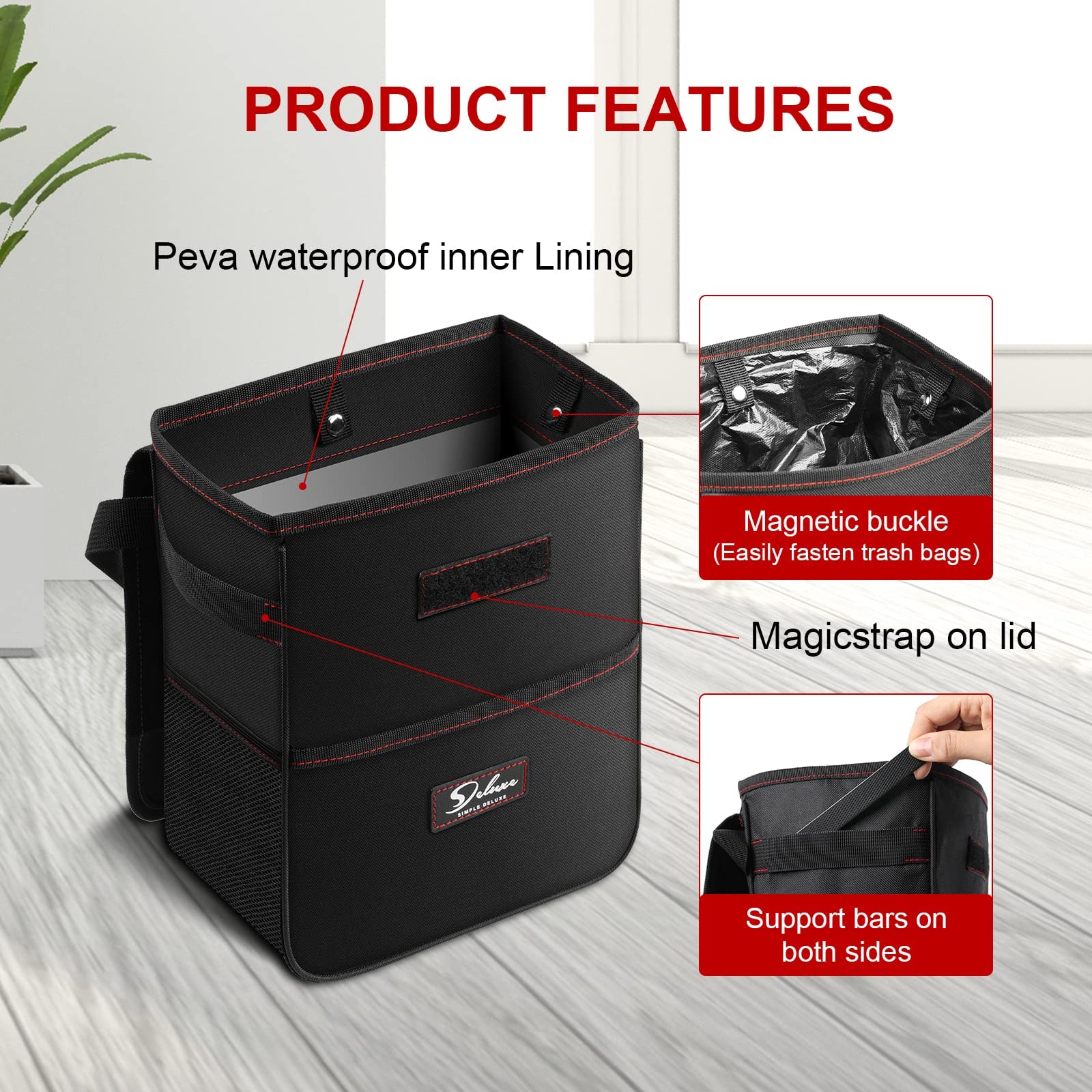 Snapklik.com : Simple Deluxe 2-Piece Car Trash Can Kit, Multipurpose ...