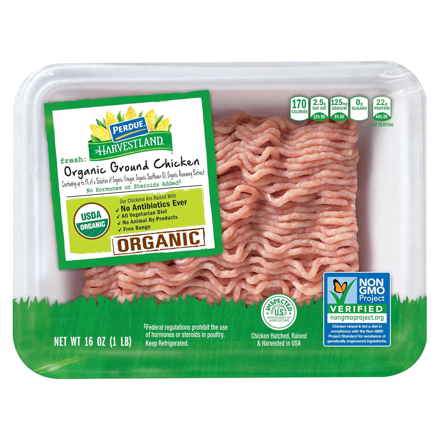 Perdue Harvestland Organic Ground Chicken, Free Range, Non-GMO, All ...