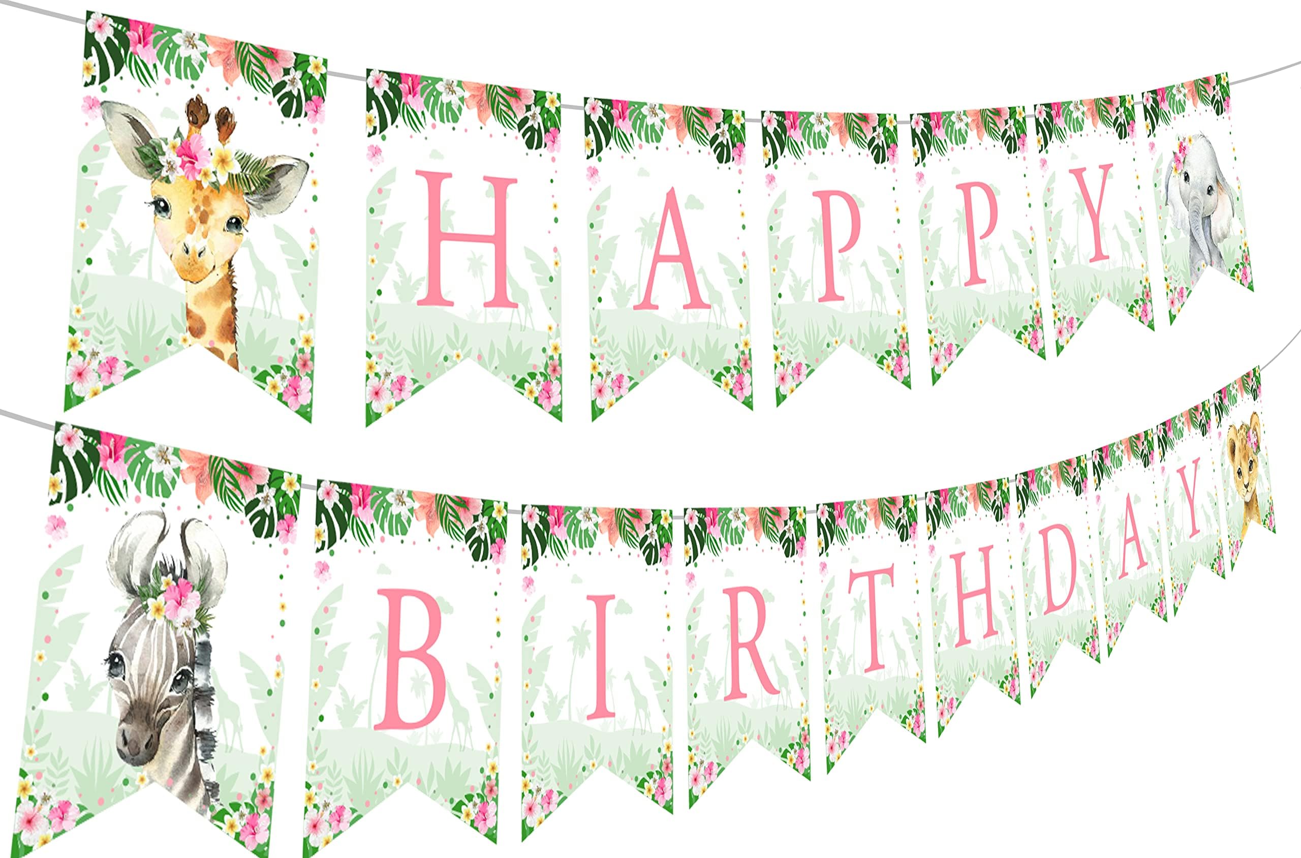 Amazon.com: Safari Animal Happy Birthday Banner Let's Get Wild Safari ...