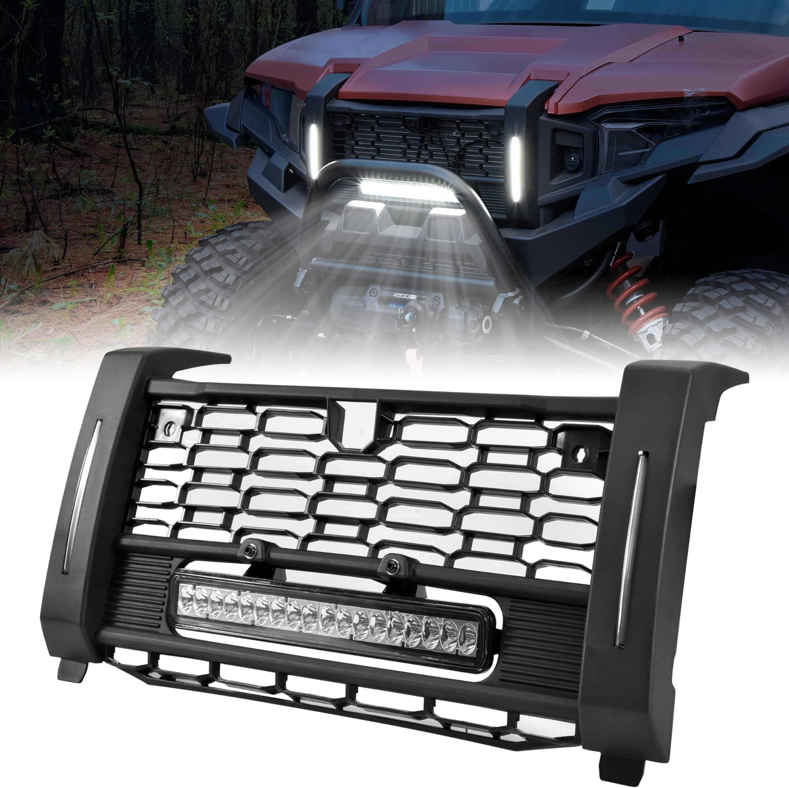 Amazon.com: SAUTVS Front Mesh Grill with Accent Light for Polaris ...