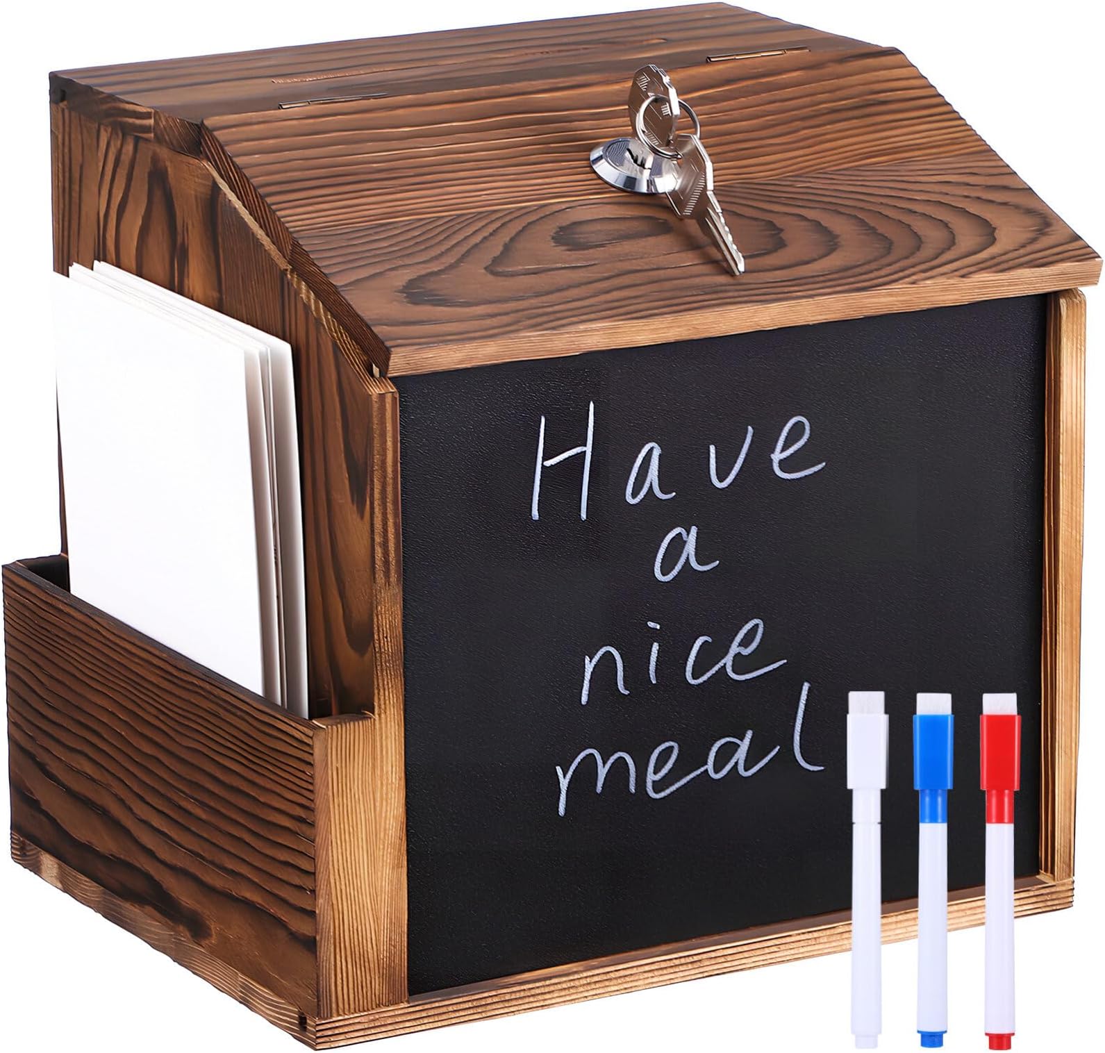 UNHO Lockable Suggestion Box: Wooden Charity Donation Boxes Wall ...