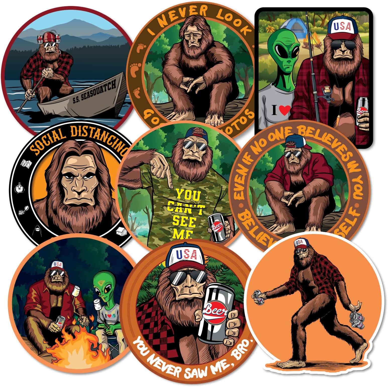 Amazon.com: HJHLYYANM Bigfoot Stickers, 100Pcs Waterproof PVC Decals ...