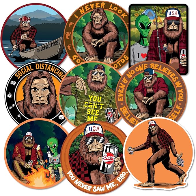 Amazon.com - USA Sasquatch Bigfoot Funny Bumper Sticker Decal Bundle ...