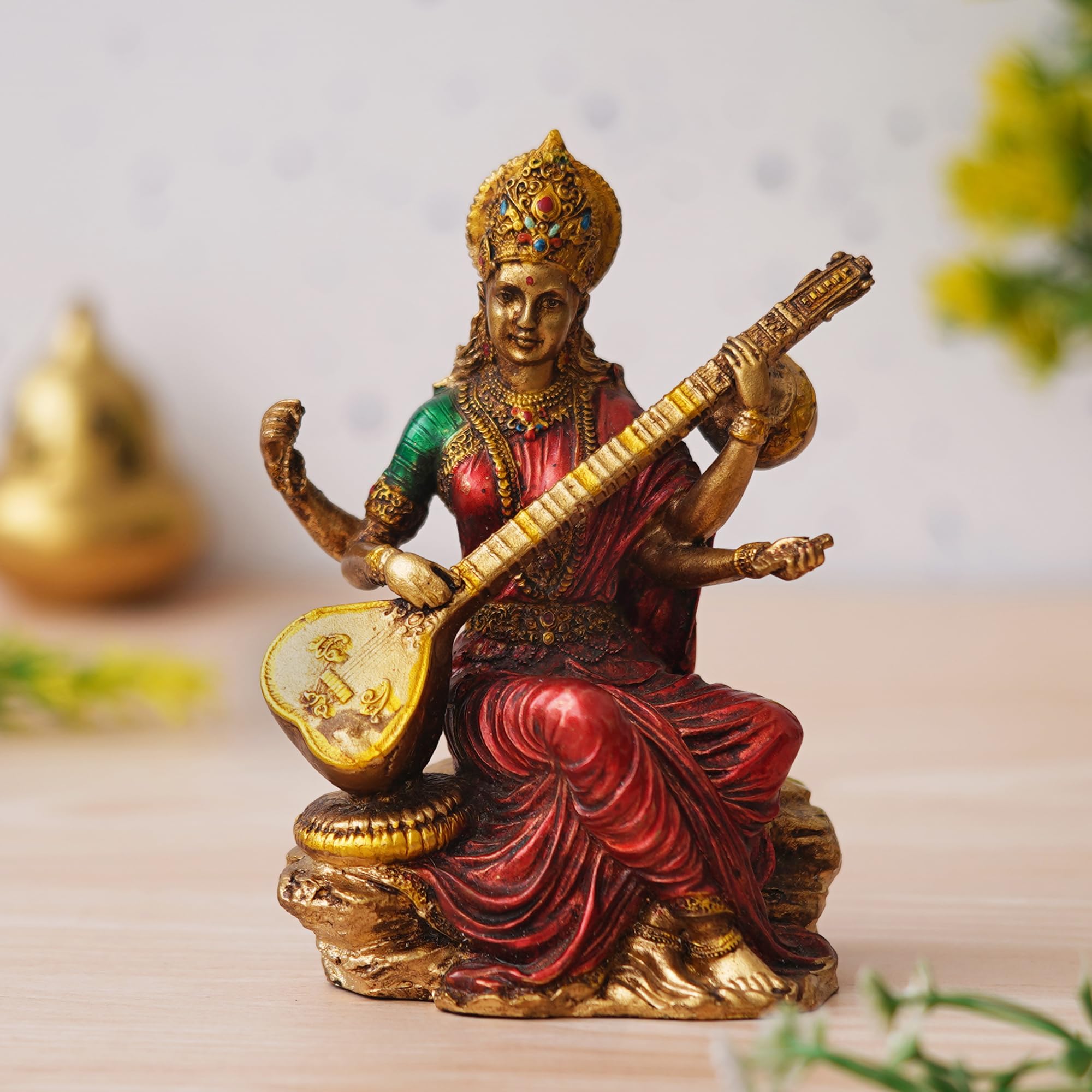 Amazon.com: Hindu Goddess of Knowledge Maa Sarasvati Sitting Murti 6 ...