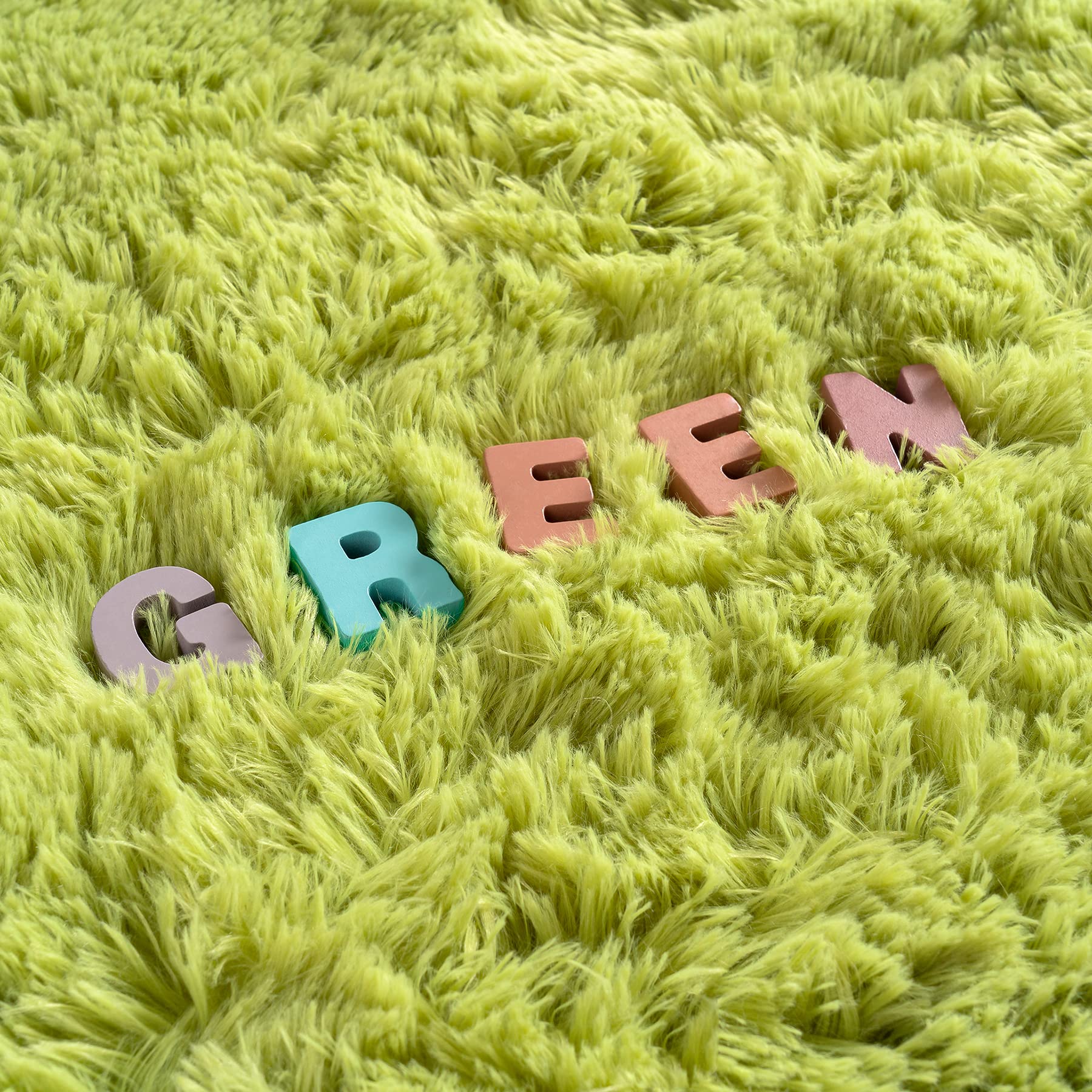 Noahas Fluffy Green Rug for Living Room,5x8 Area Rugs,Thick Plush Shag ...