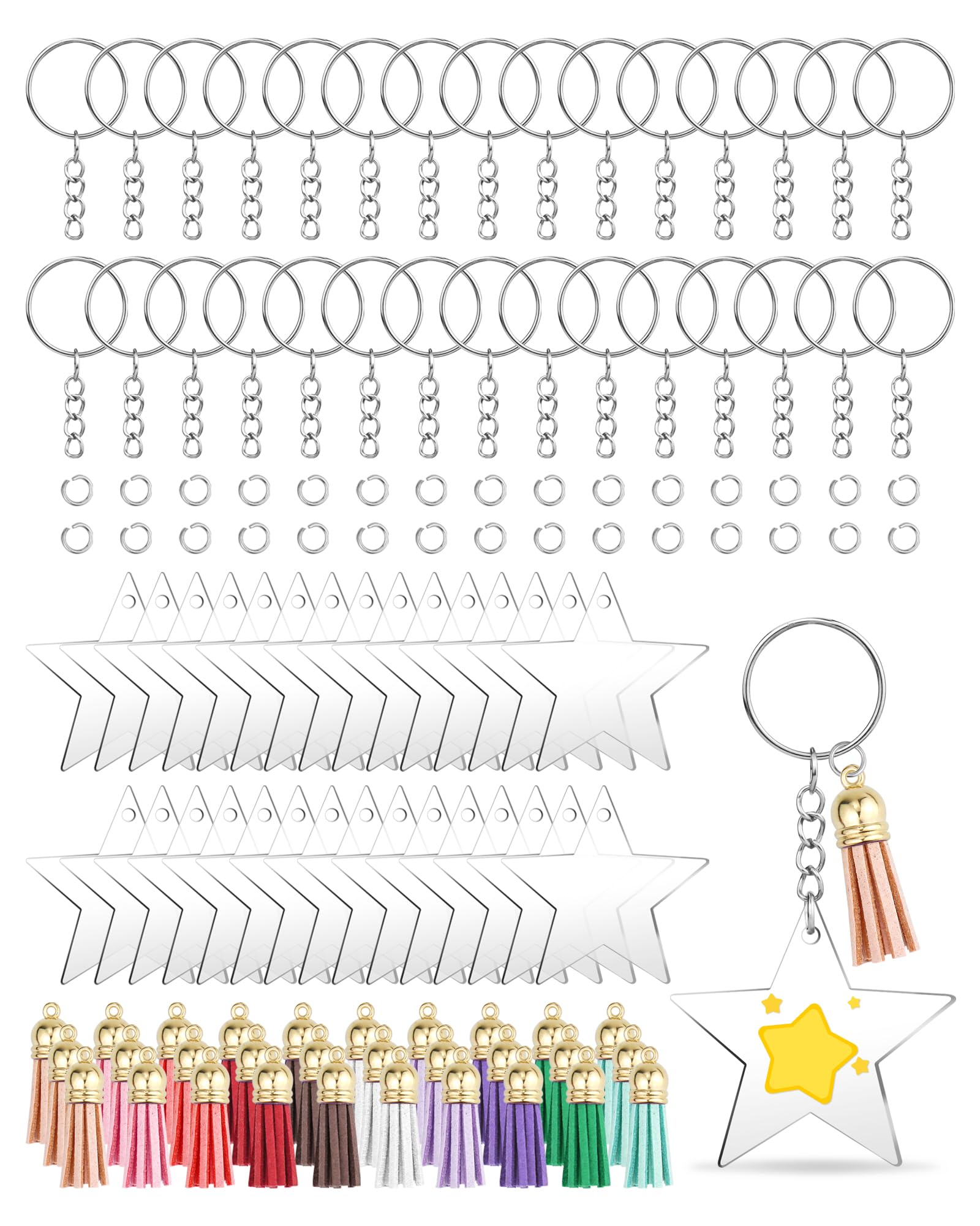 Amazon.com: YETOOME Acrylic Star Keychain Blanks, 120 Pcs Clear Star ...