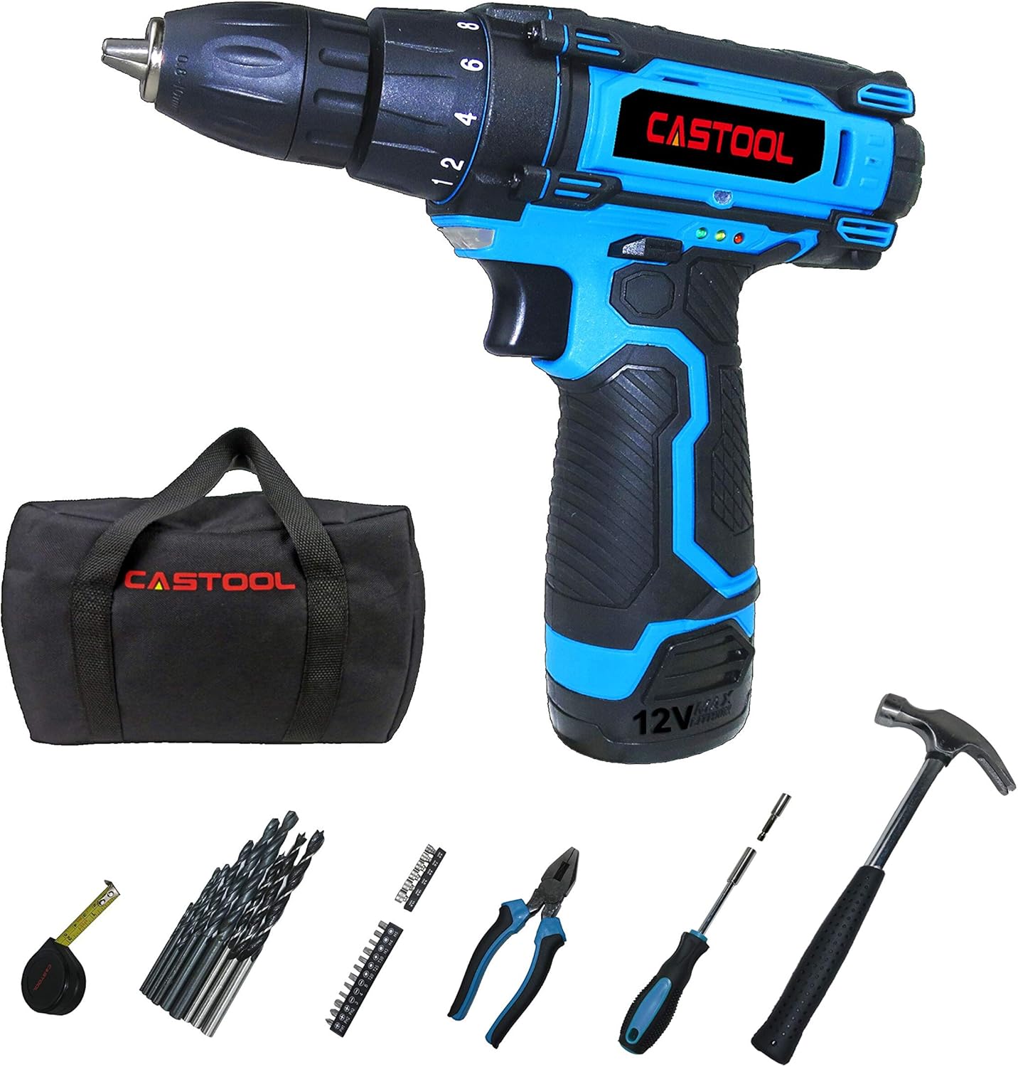 12V Cordless Compact Drill with 1.3Ah Lithium-ion Battery 10mm(3/8 ...