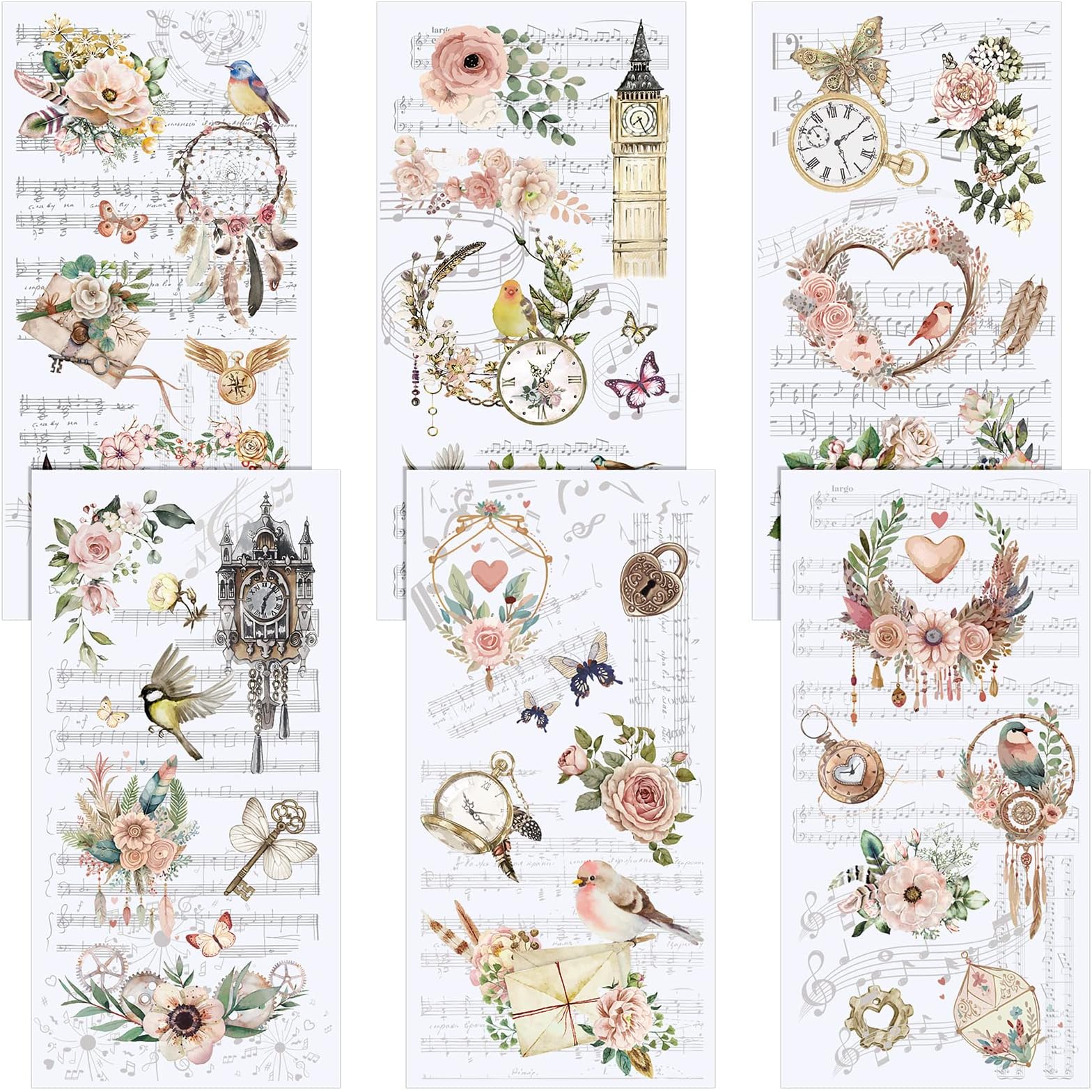 Amazon.com: KSCRAFT Retro Butterfly Rub On Transfer Sticker Scrapbook ...