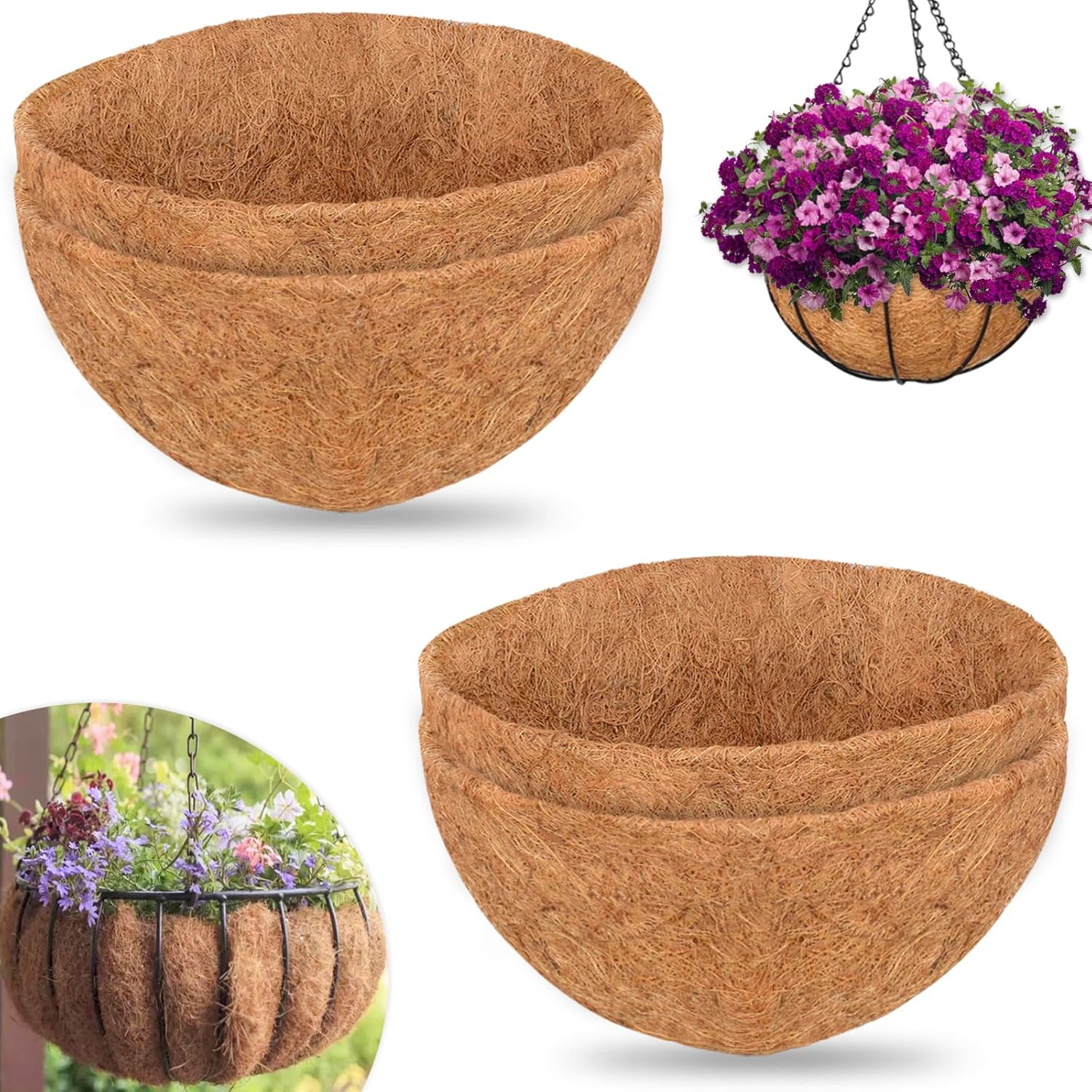 Amazon.com: ZeeDix 4 Pack 18 Inch Coco Liners for Hanging Baskets ...