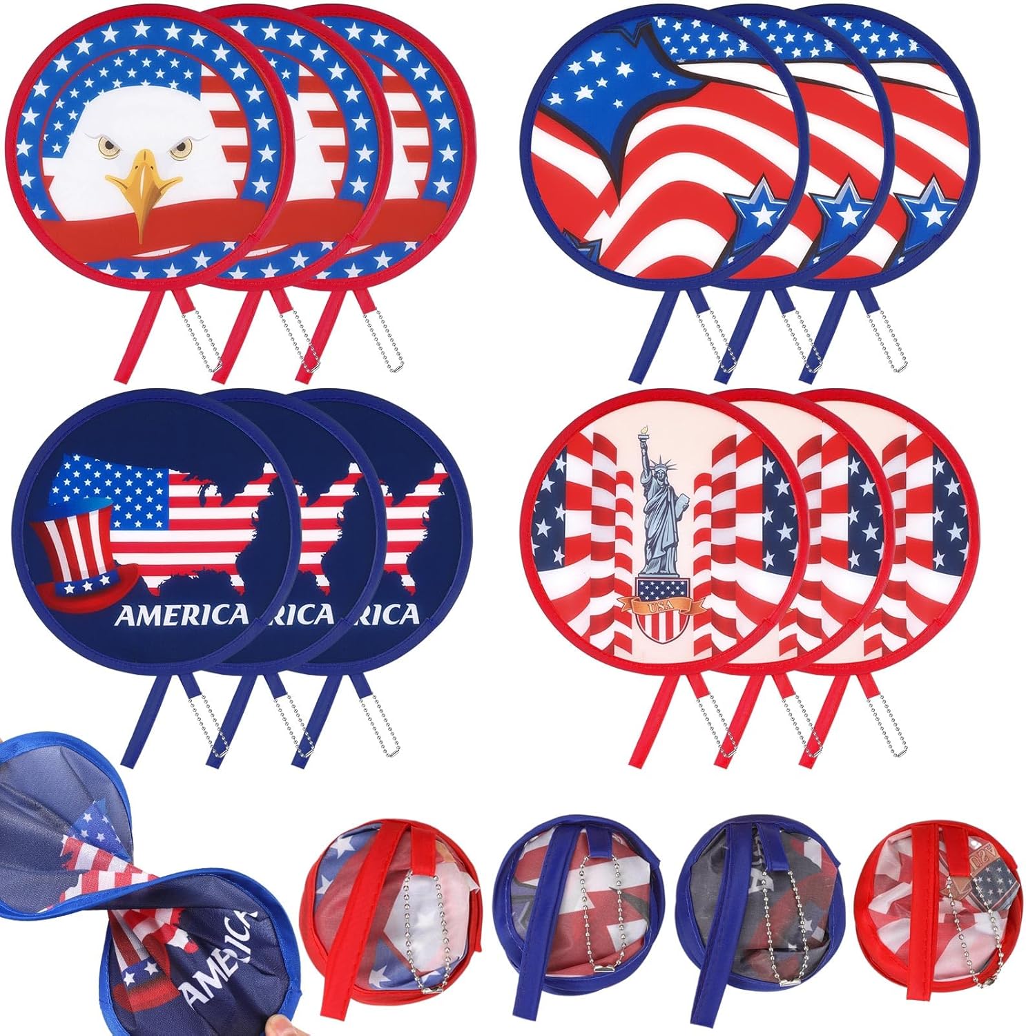 Amazon.com: Marsui 12 Pcs Round Foldable Hand Fan Summer Flower ...