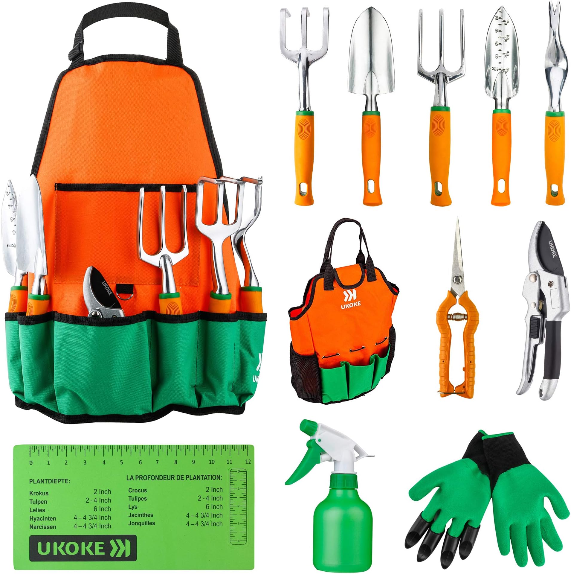 Amazon.com : UNILAMPRO Garden Tool Set, with Bag & Gloves, Spray-Bottle ...