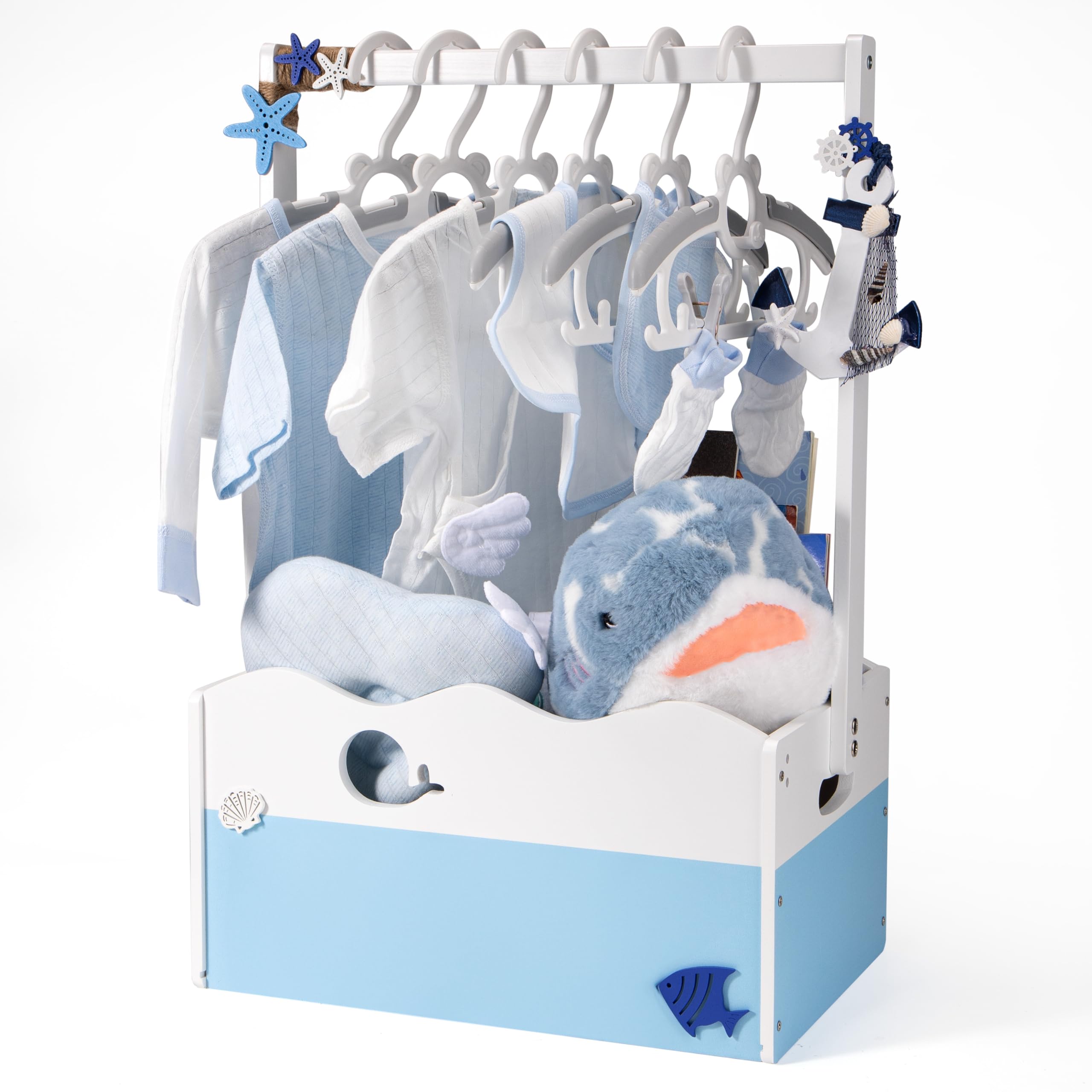 GiftAmaz Blue Wooden Baby Shower Crate Closet, Baby Storage Crate with ...