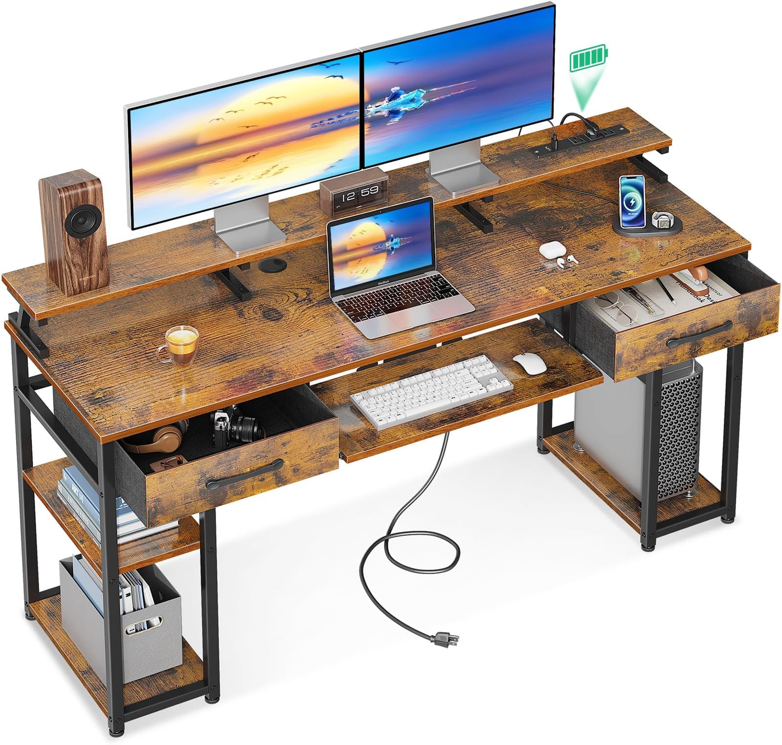 Amazon.com: FDW Computer Desk 46" Gaming Writing Desk with Keyboard ...