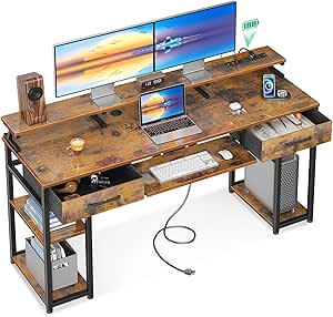 Amazon.com: ODK Computer Desk with Drawers, 63 Inch Office Desk with ...