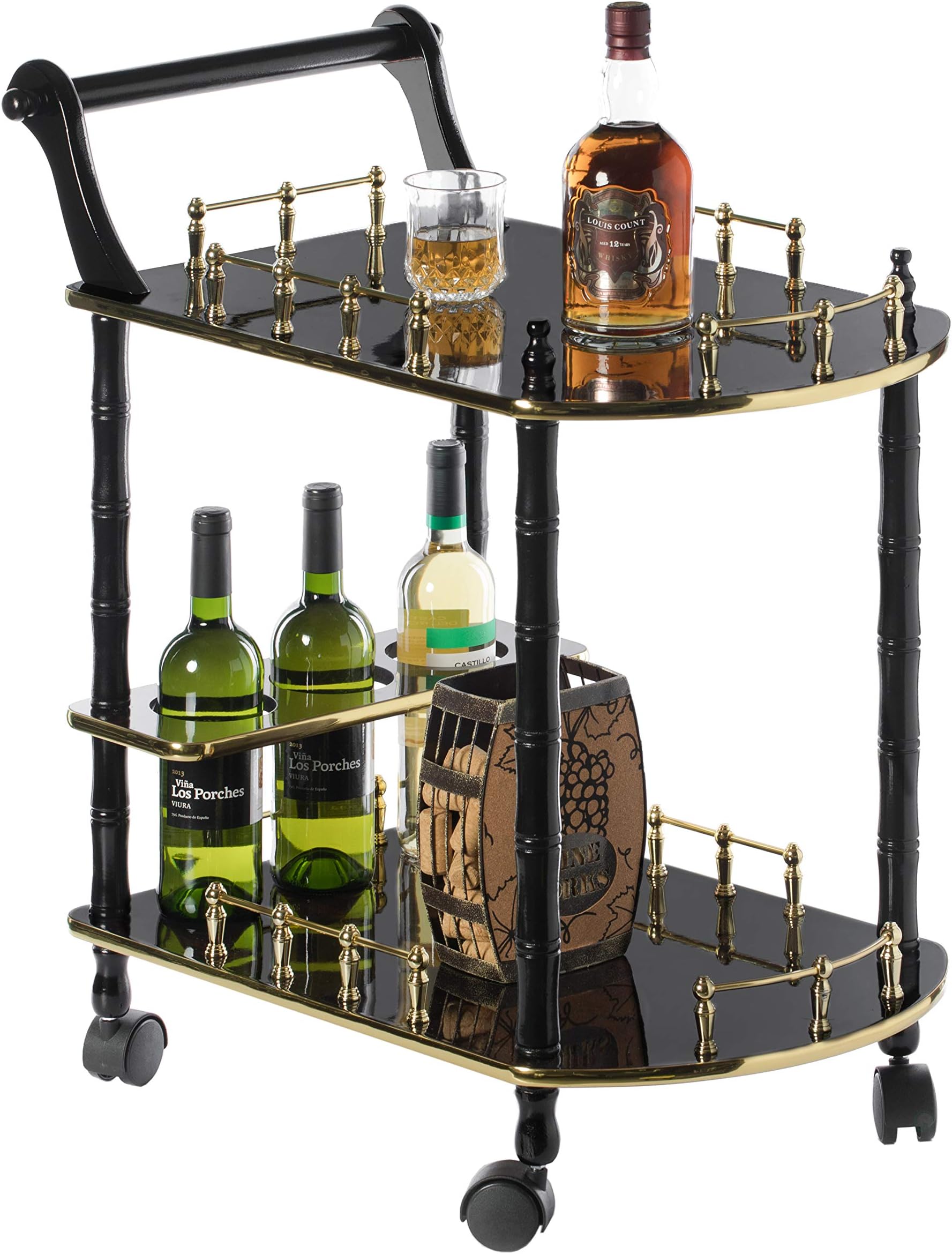 Amazon.com - Serving Bar Cart Tea Trolley, 2 Tier Shelves on Rolling ...