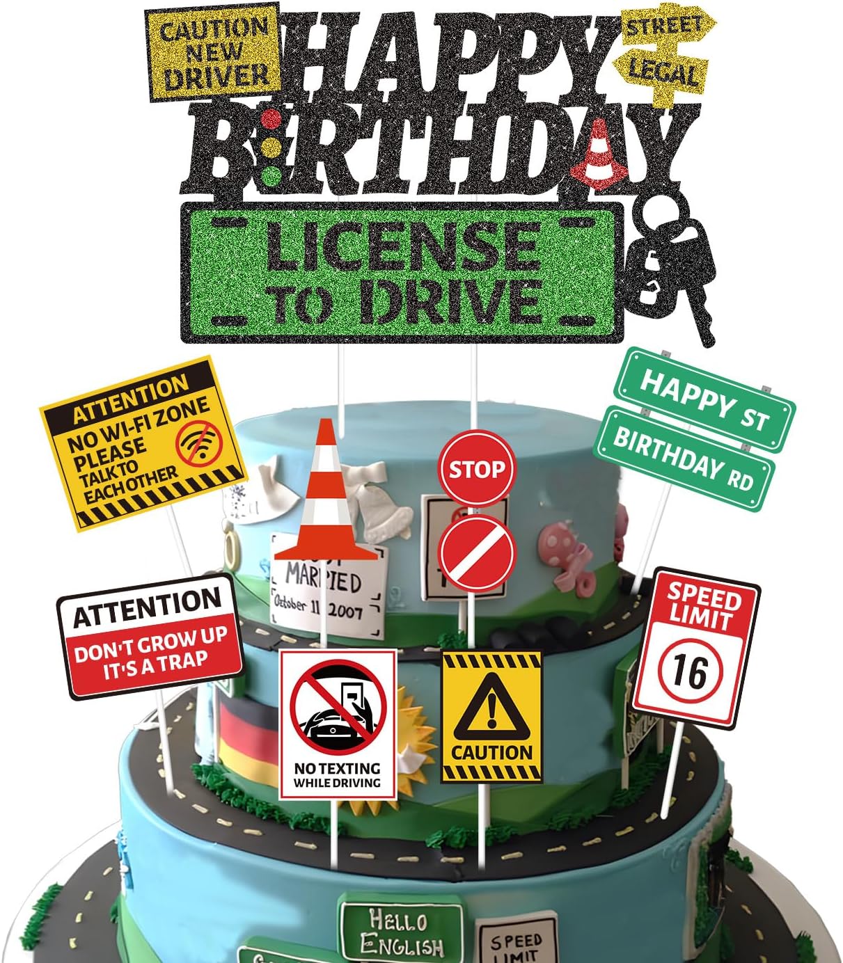 Amazon.com: Wxiben Driver License Birthday Cake Toppers Decorations ...