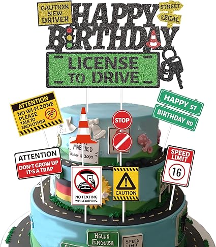 Amazon.com: Wxiben Driver License Birthday Cake Toppers Decorations ...