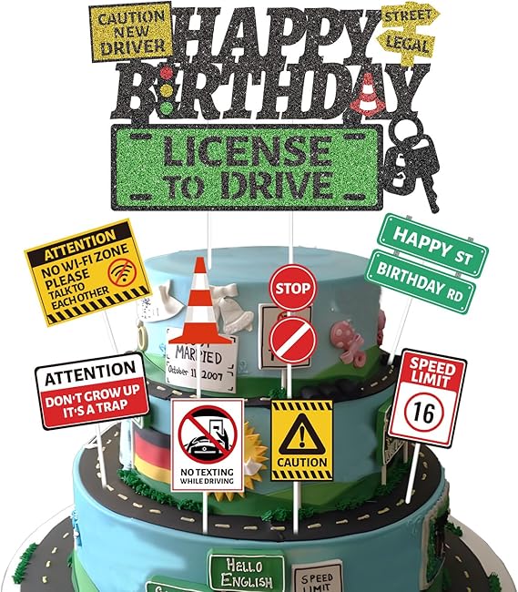 Amazon.com: Wxiben Driver License Birthday Cake Toppers Decorations ...