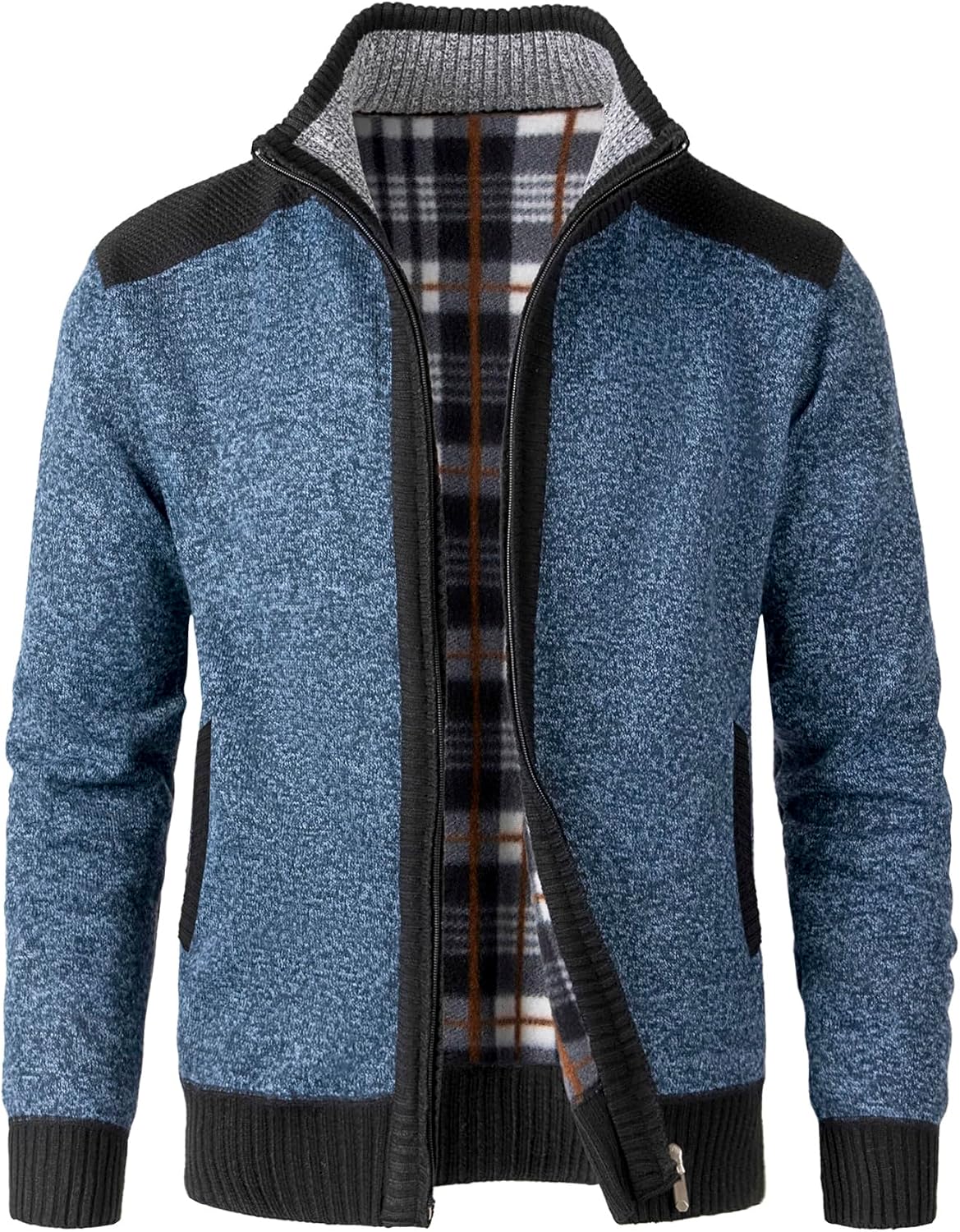 KTWOLEN Gebreid vest met volledige ritssluiting voor heren, sweater met ...