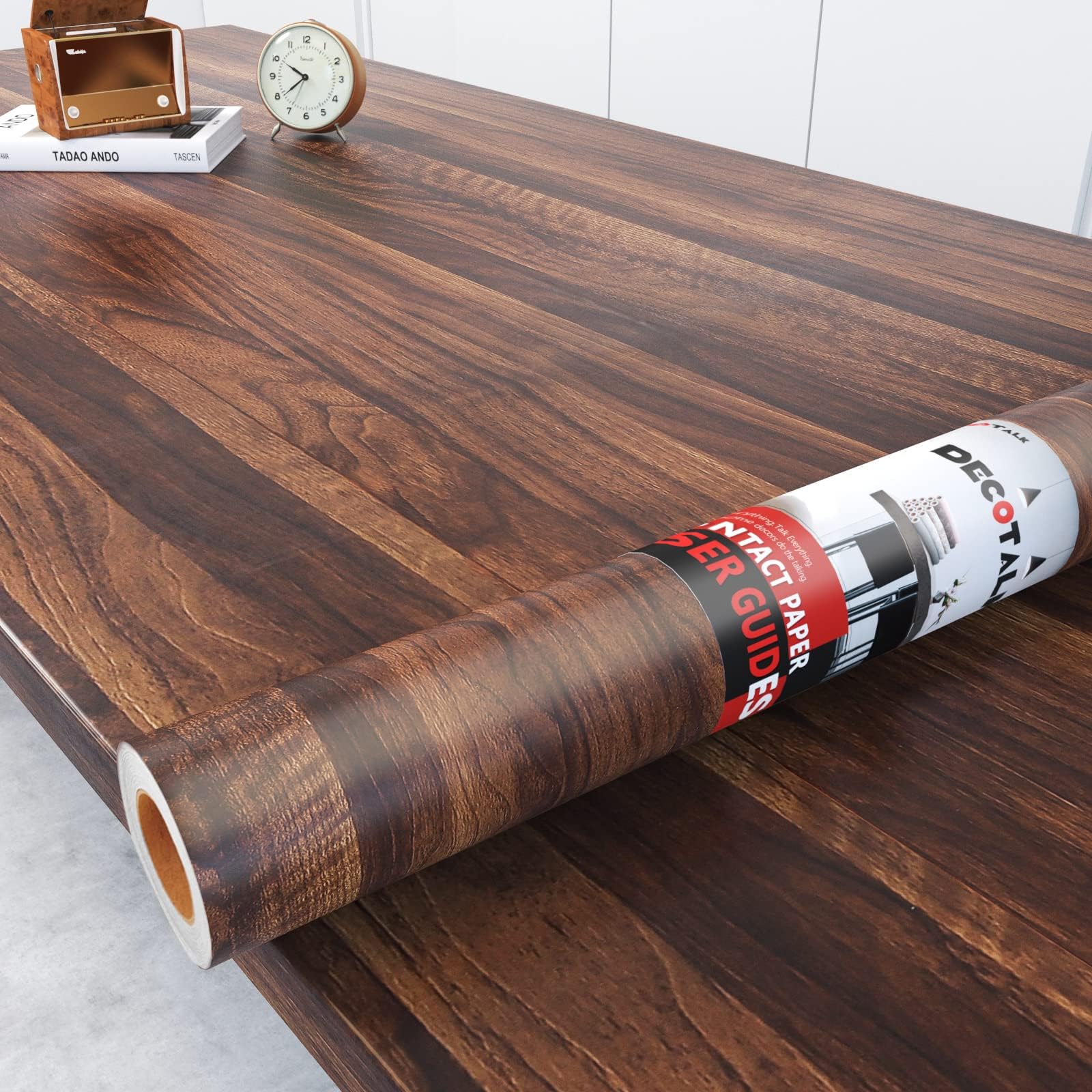 TOTIO Off-White Wood Grain Contact Paper Walnut Textured Peel and Stick ...