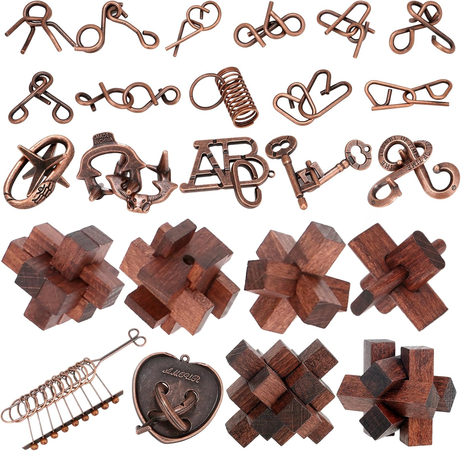 Amazon.com: 24 Pcs Brain Teaser Puzzles for Adults - Metal Puzzles 3D ...