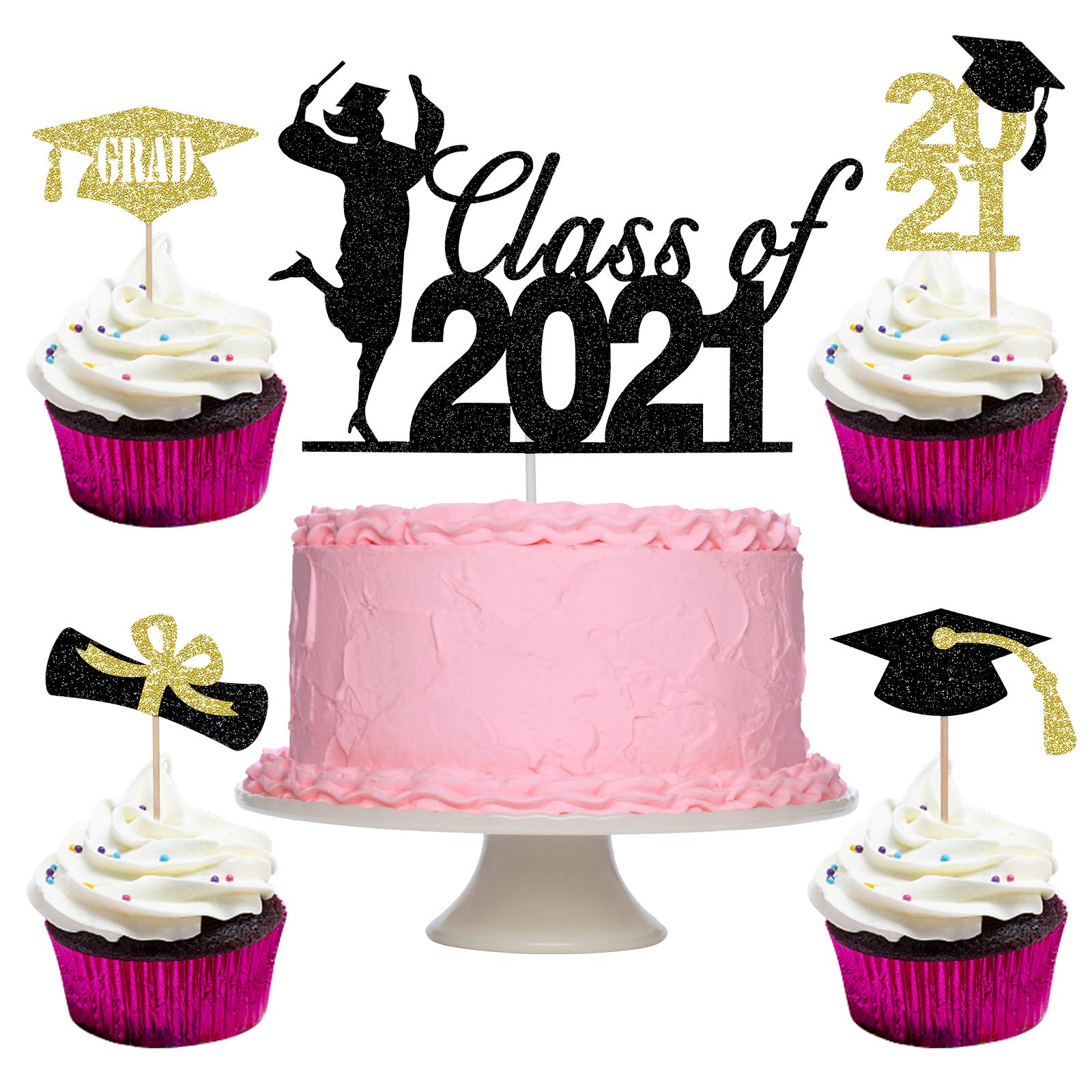 Class Of 2022 Cake Topper Black Glitter And 2022 Graduation ...