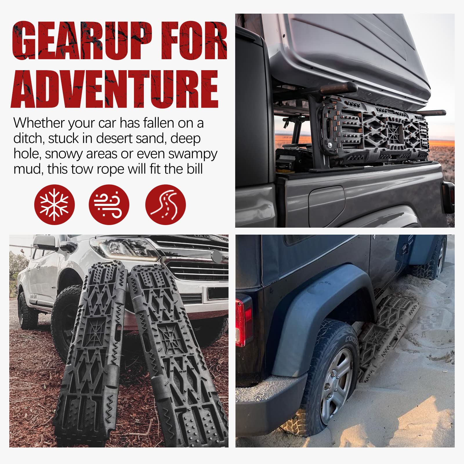 BUNKER INDUST Offroad Traction Boards with Jack Lift Base, Mud Sand ...