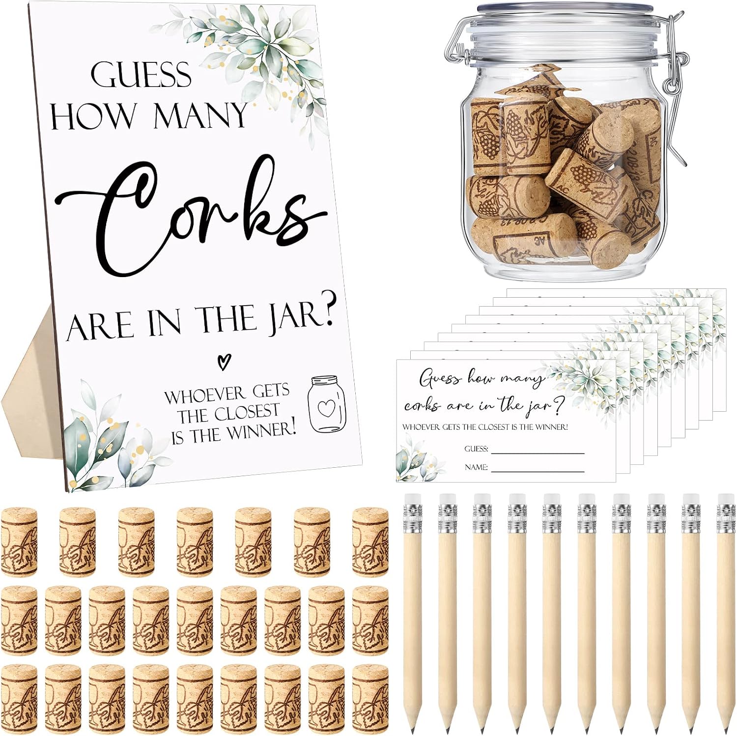 Amazon.com: Geelin Guess How Many Corks Bridal Shower Games Wooden ...