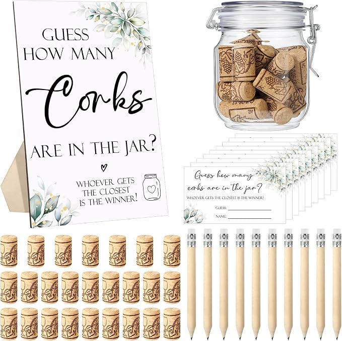 Amazon.com: Geelin Guess How Many Corks Bridal Shower Games Wooden ...