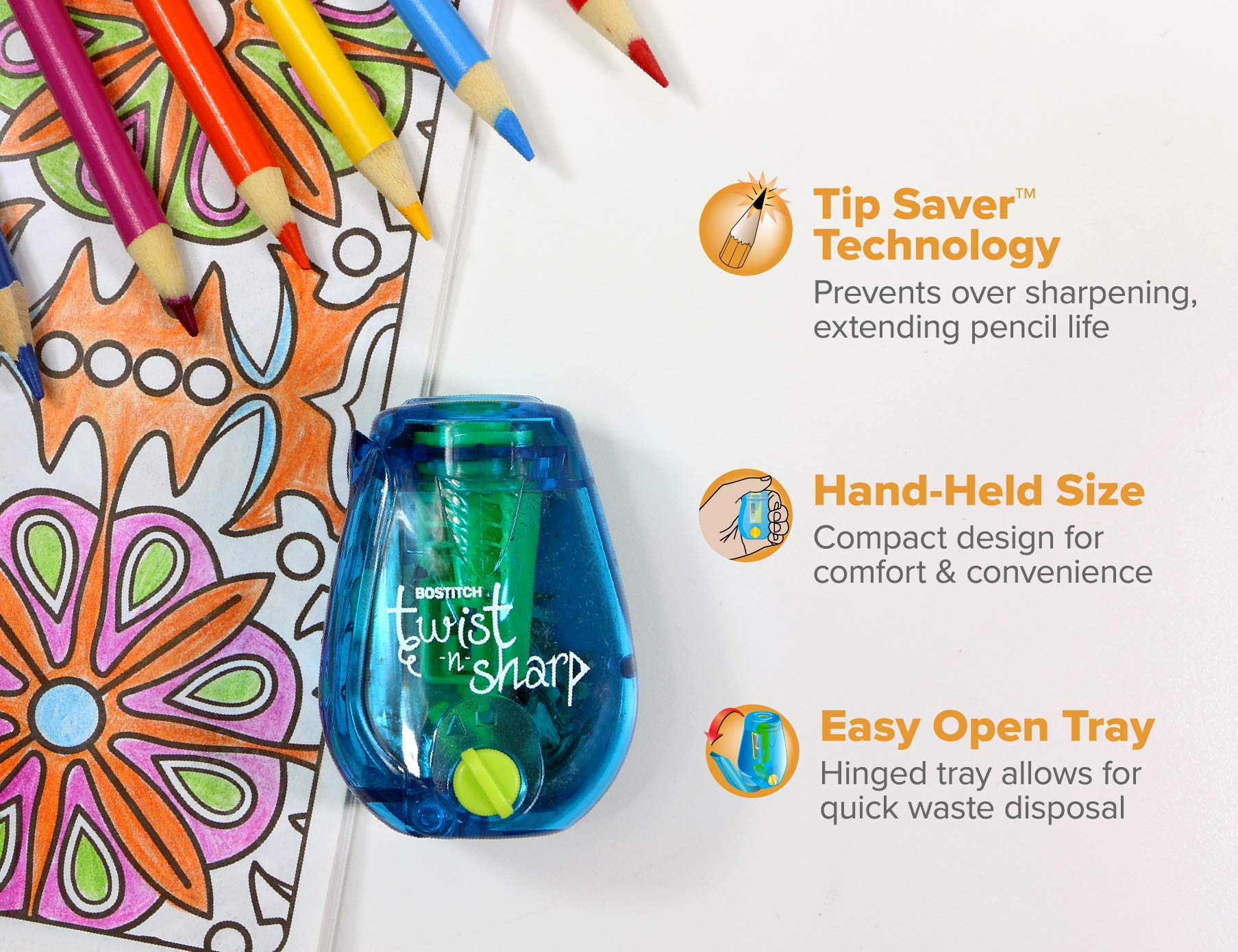 Snapklik.com : Bostitch Office Pencil Sharpener, Twist-N-Sharp, 3-Pack