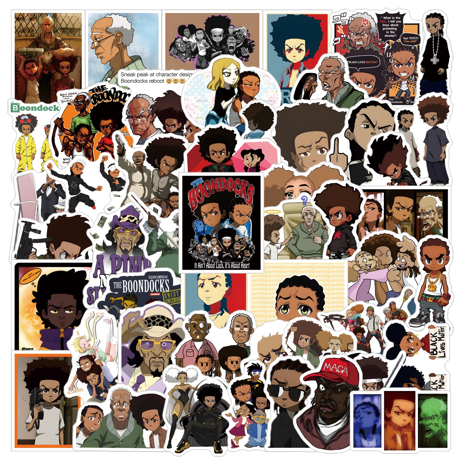 Amazon.com: 50Pcs The Boondocks Stickers Pack, Funny Cartoon Vinyl ...
