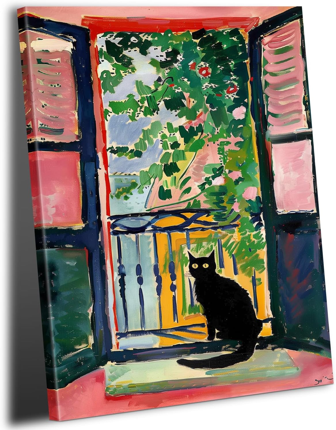 Amazon.com: Matisse Black Cat Open Window Canvas Wall Art Prints, Henri ...