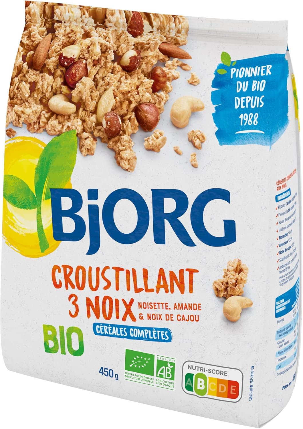 BJORG - Céréales Bio Croustillant 3 Noix - Aux Céréales Complètes ...