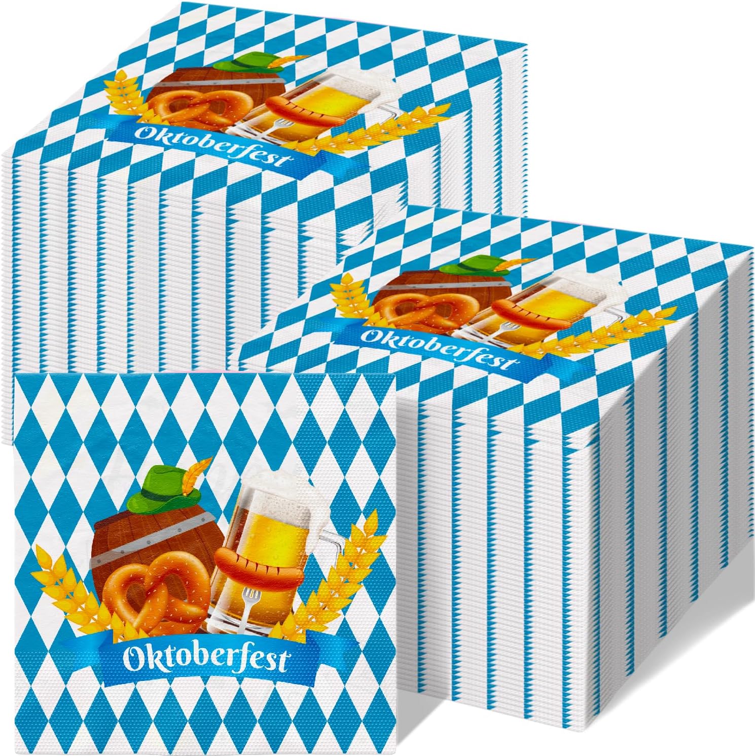 Amazon.com: 100Pcs Oktoberfest Paper Napkins Decorations, Blue and ...