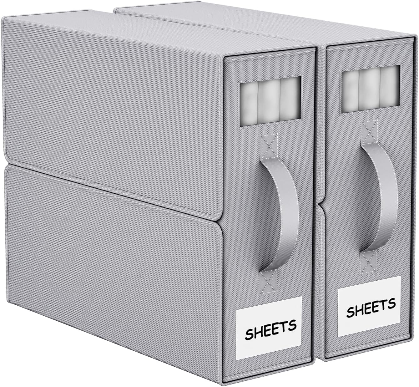 HSFTEC Foldable Bedding Organizer 2-Pack, Fabric Storage Bins for Bed ...