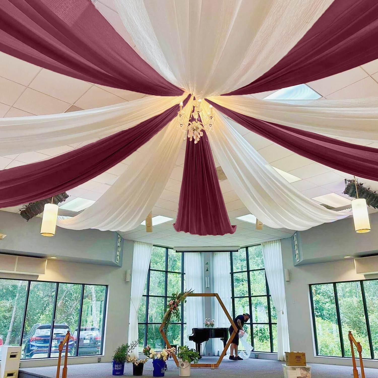 Burgundy Wedding Ceiling Decorations