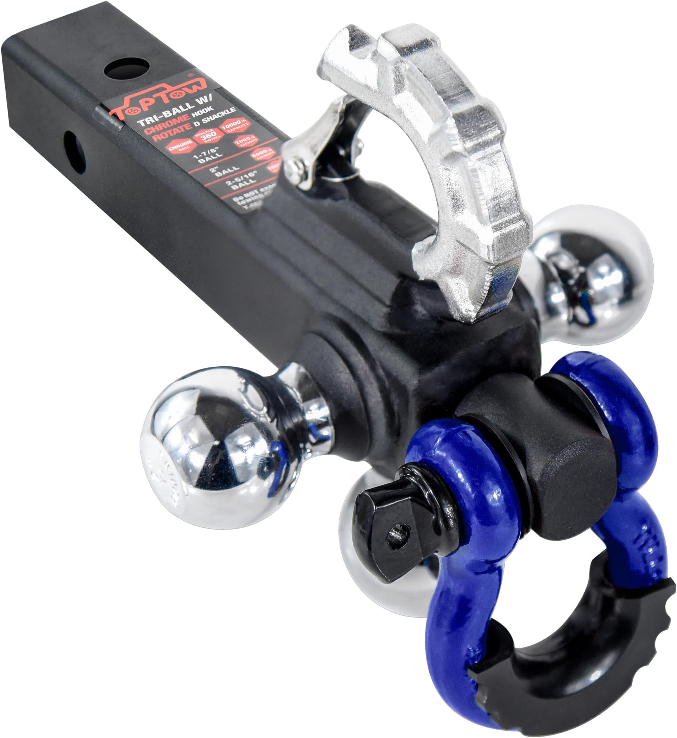 TOPTOW Trailer Hitch with Blue Recovery Shackle Ball Hitch Mount w ...