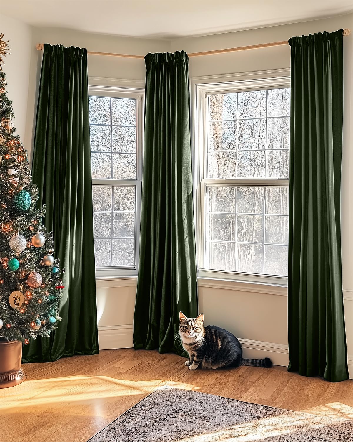 Amazon.com: jinchan Christmas Xmas Curtains Velvet Curtain for Living ...