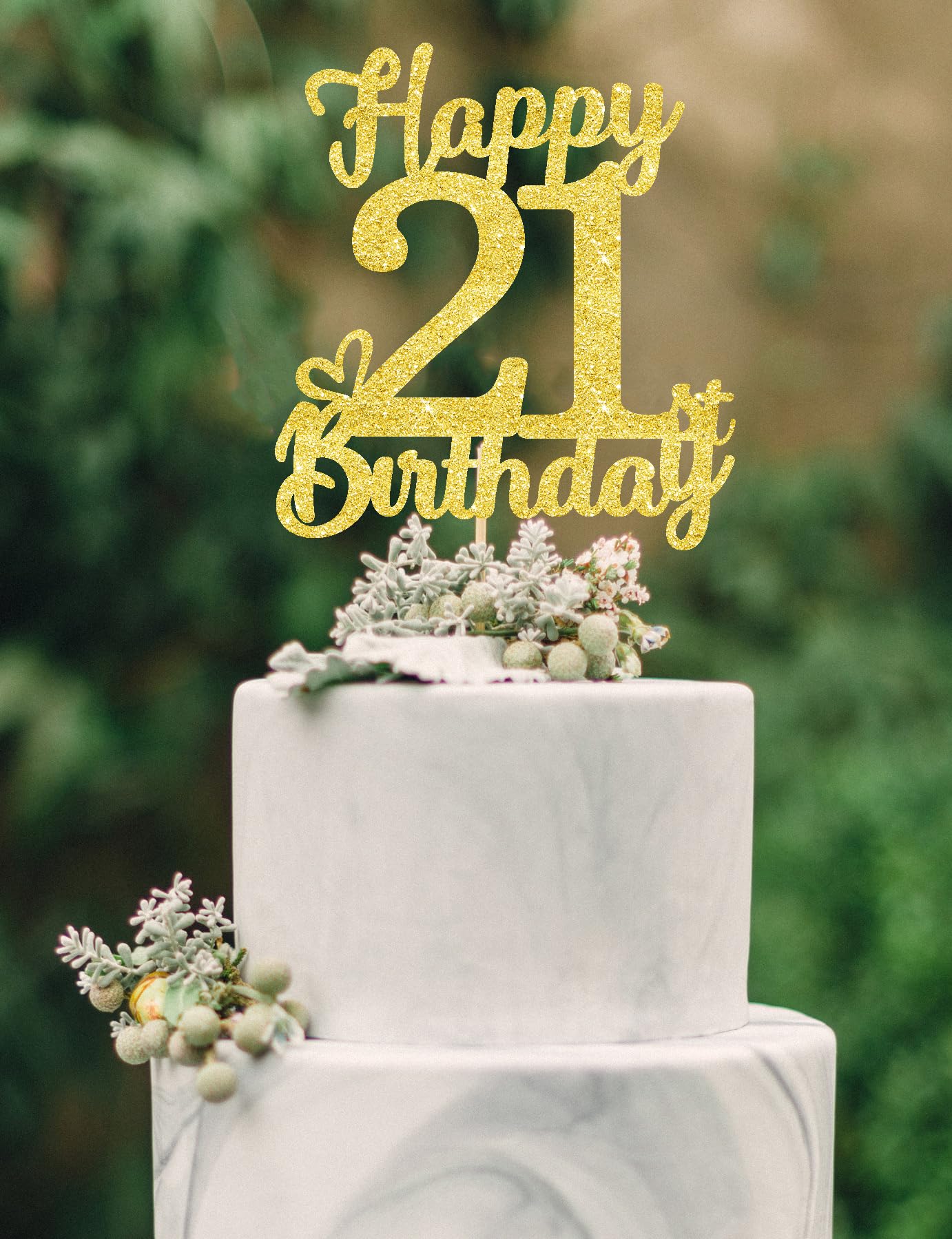 Snapklik.com : 21 Birthday Cake Toppers-Gold Glitter, 21st Cake Topper ...
