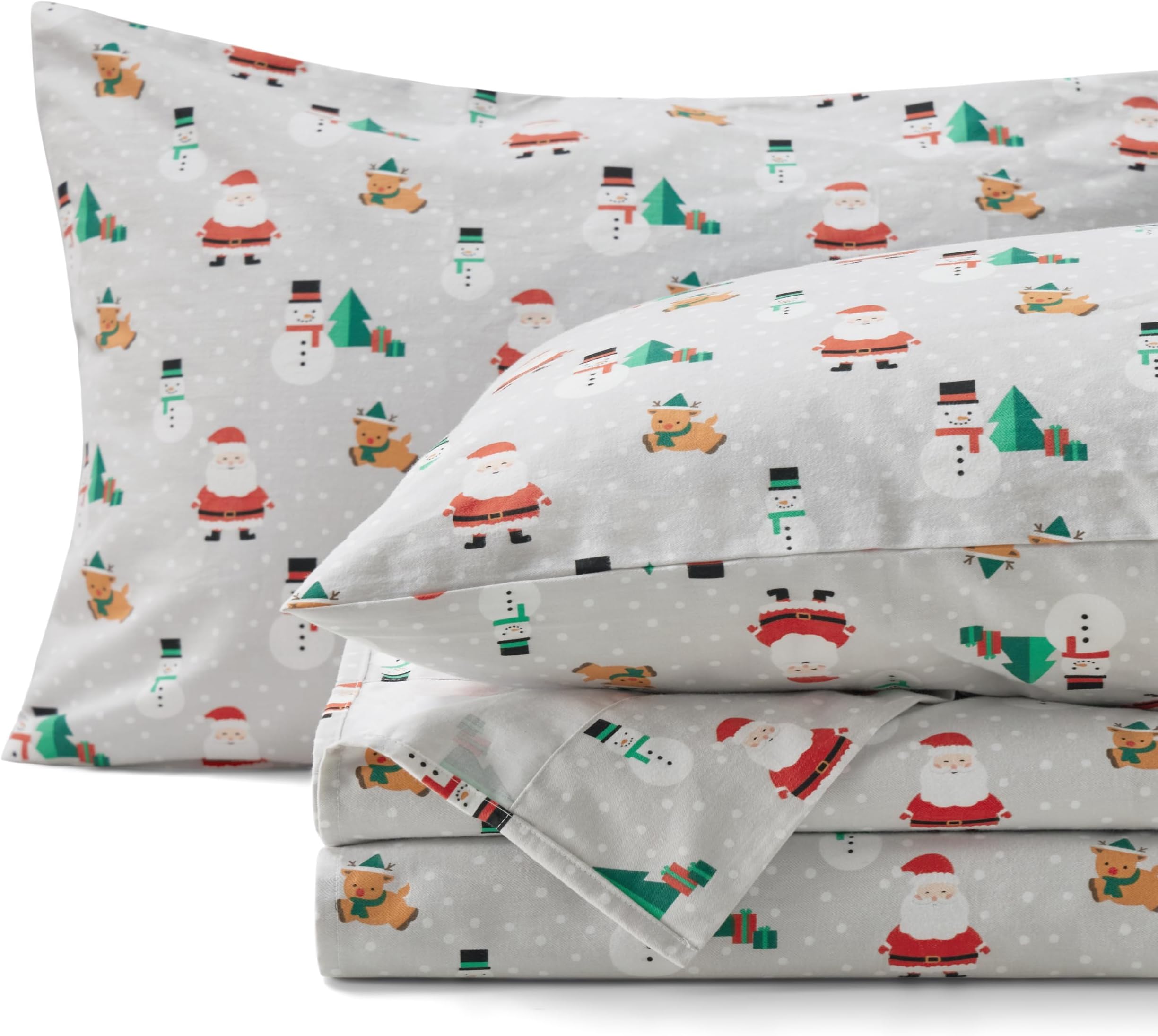 Amazon.com: Great Bay Home Christmas Flannel Sheet Set Queen Size - 100 ...
