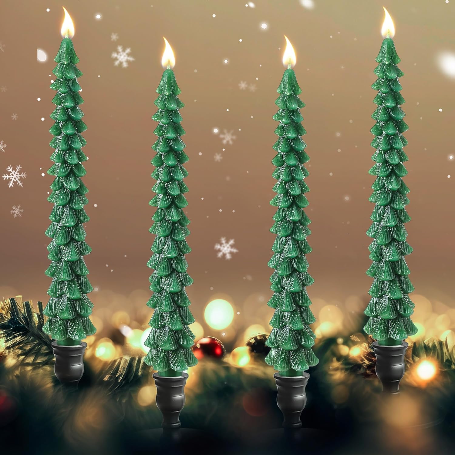 Amazon.com: Ceoighe 4 Pcs 10 Inch Christmas Tree Candles, Premium ...
