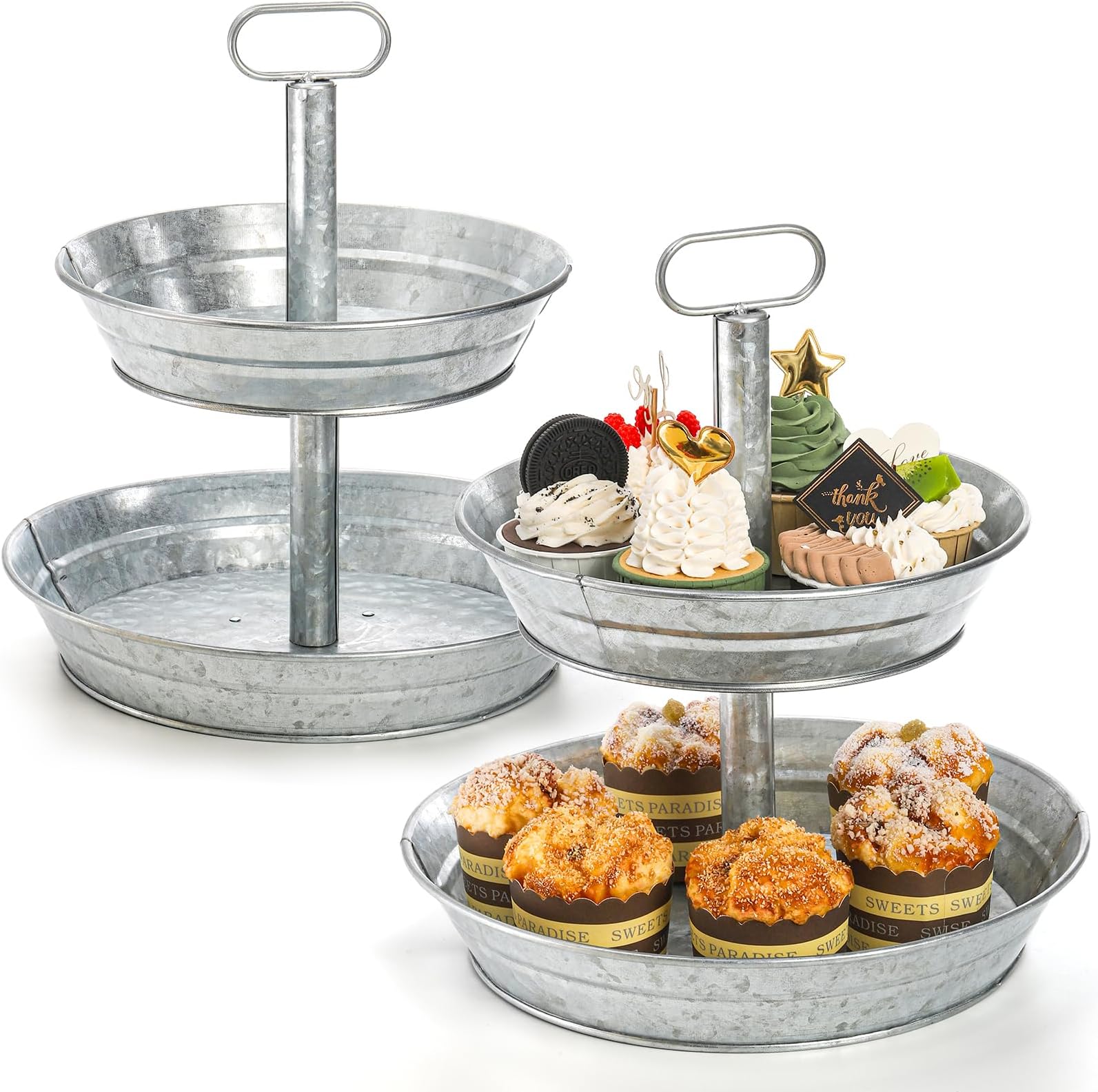 Amazon.com: Deco 79 Metal Galvanized 3 Tiered Tiered Server, 16" x 16 ...