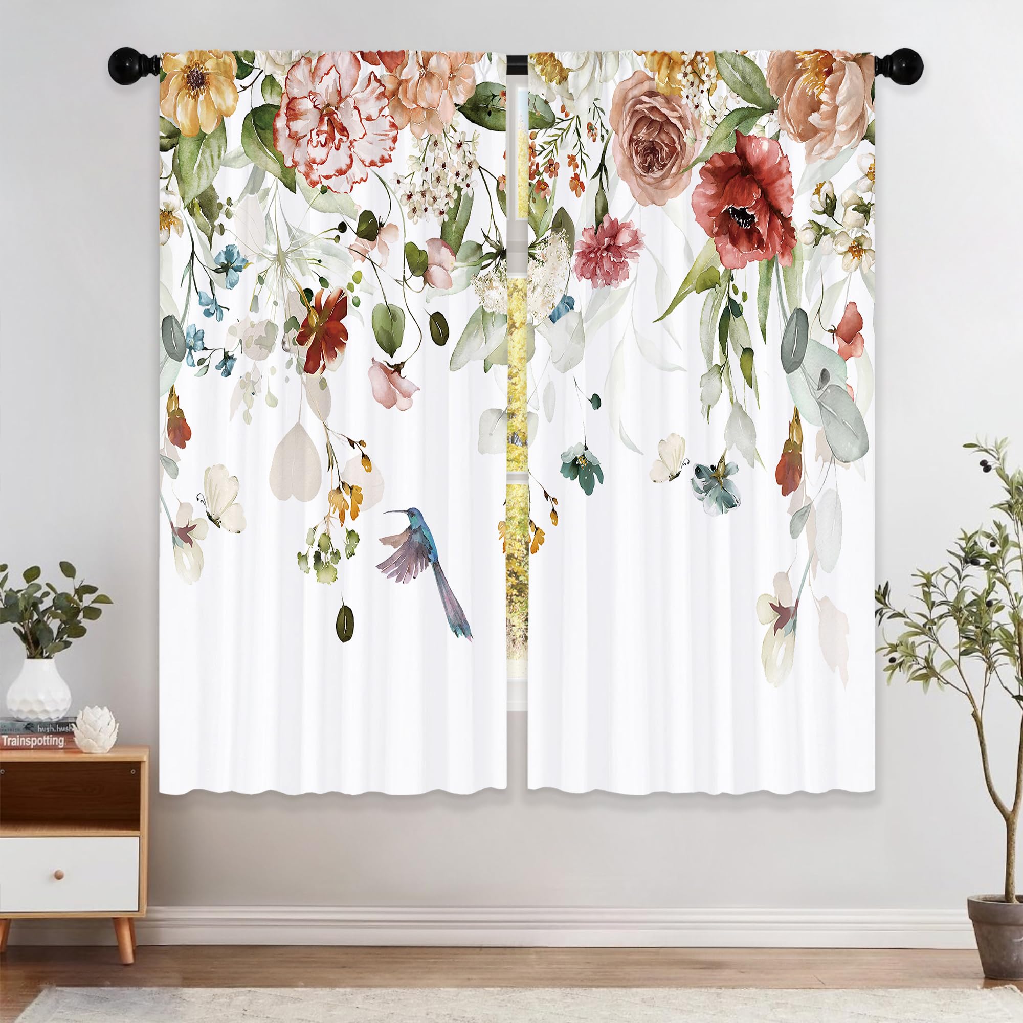 Spring Floral Curtains, Rustic Flower Window Curtains 42x63 Inch for ...