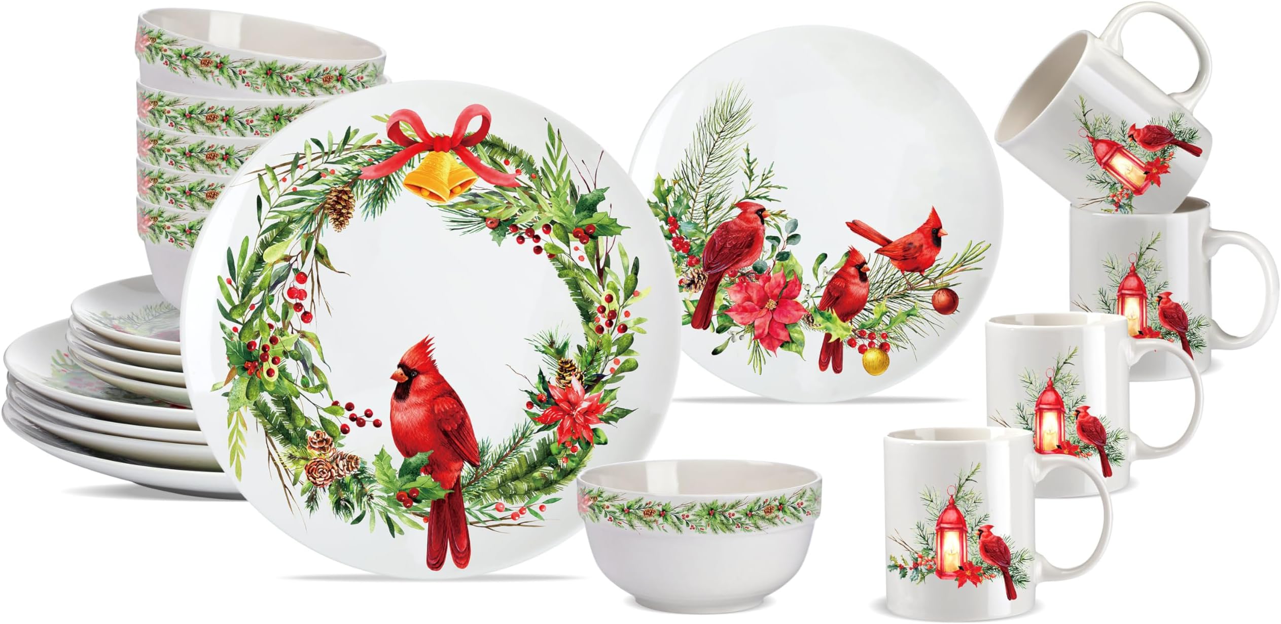 Amazon.com | Lenox Winter Greetings 12-Piece Dinnerware Set, 12.75 LB ...