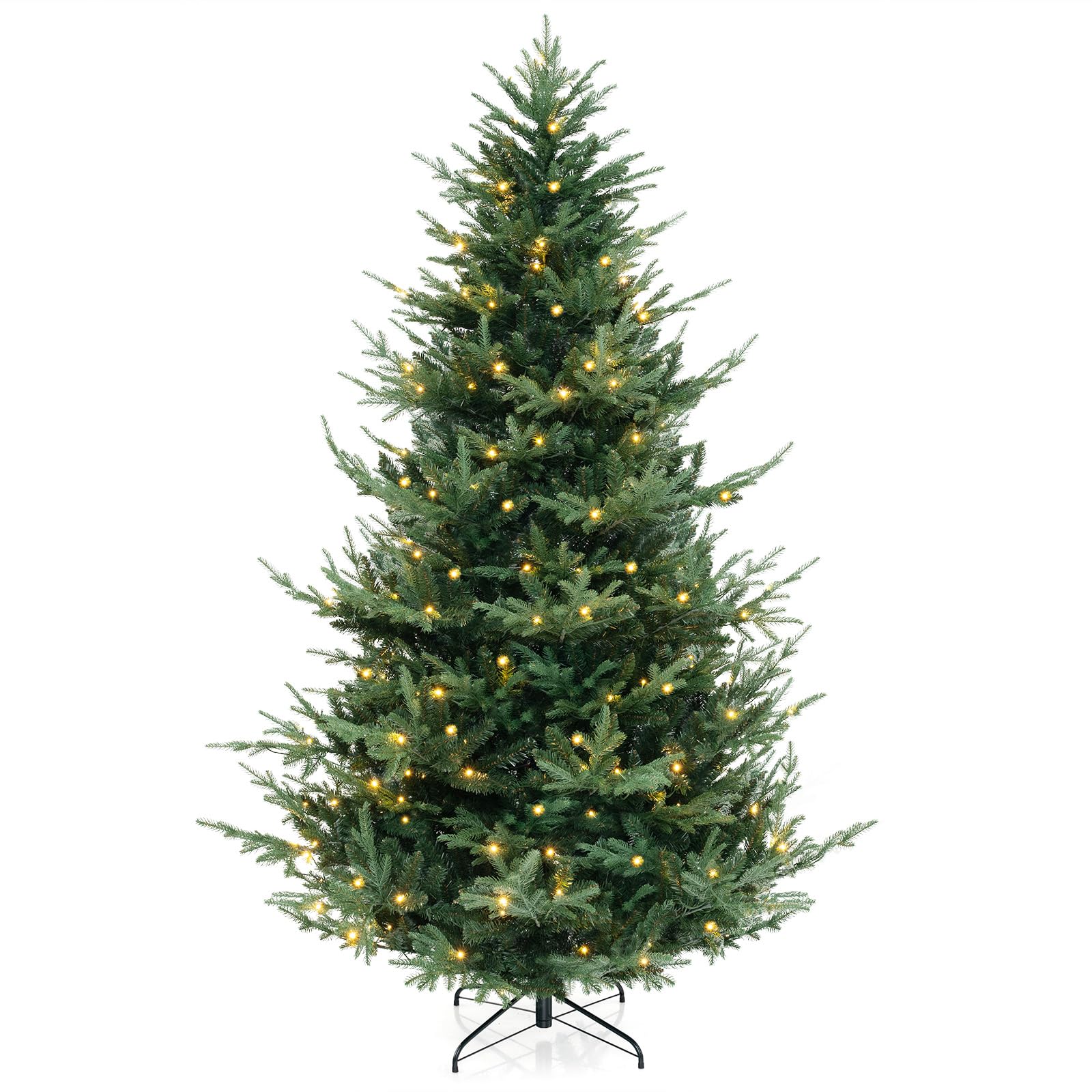Amazon.com: Goplus 8ft Pre-lit Artificial Christmas Tree, Faux Hinged ...