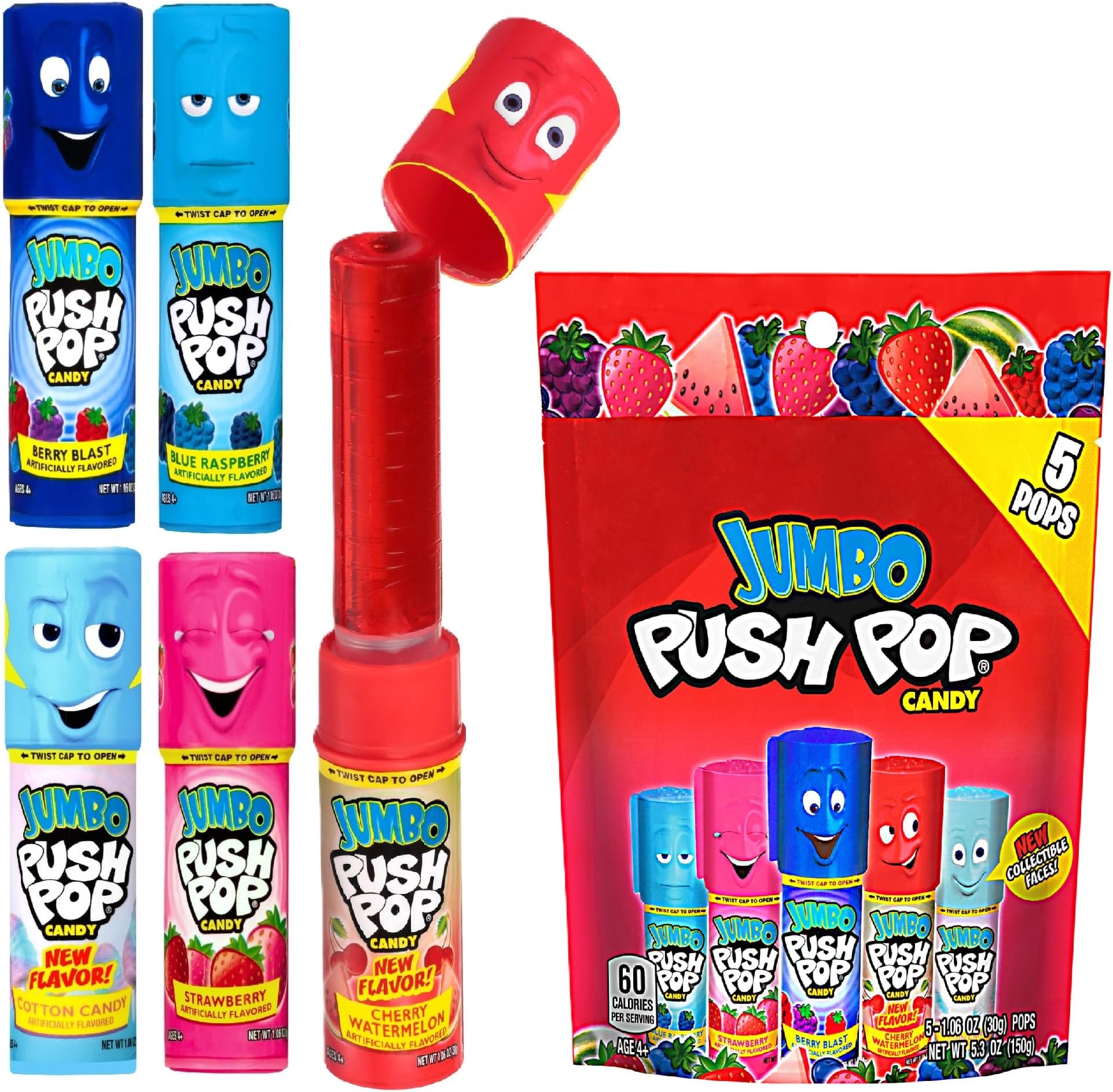 Amazon.com: Push Pop Jumbo Individually Wrapped Bulk Lollipop Holiday ...