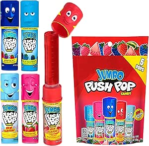 Push Pop Jumbo Lollipop Candy Assortment - Strawberry, Blue Raspberry ...