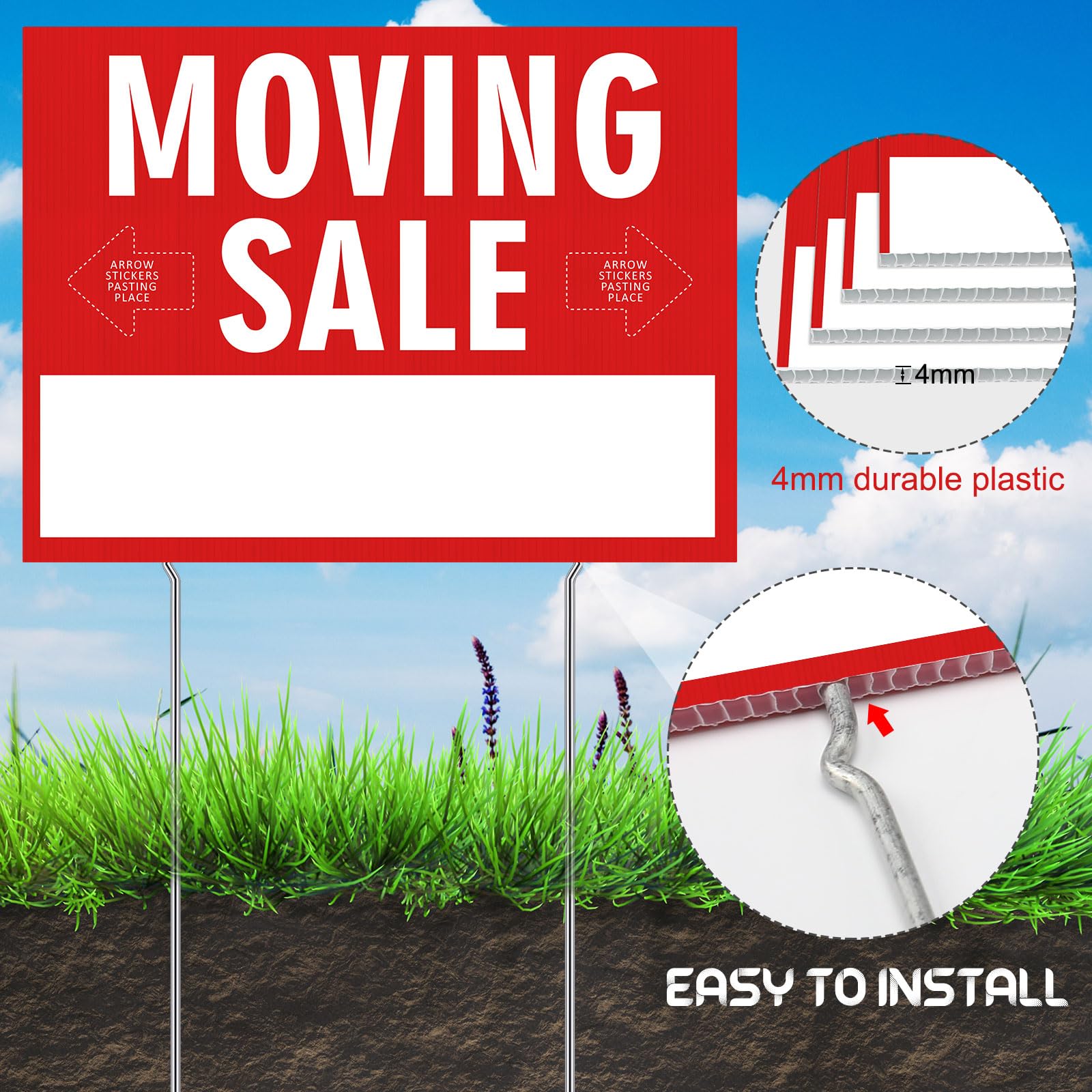 Snapklik.com : Soaoo 5 Pack 12 X 16 Inch Moving Sale Signs - Double ...