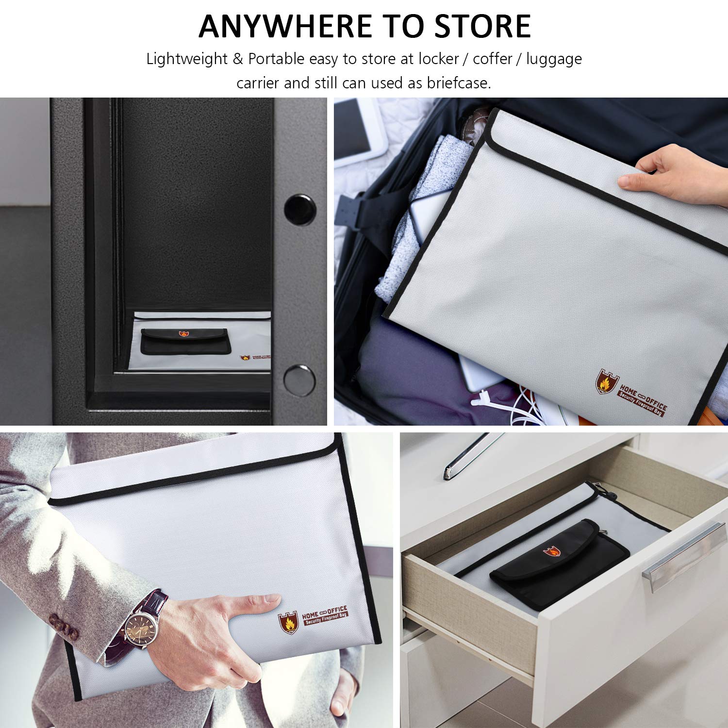 Snapklik.com : Fireproof Document Bags, 15x11 Fireproof Safe 9x7 Money ...